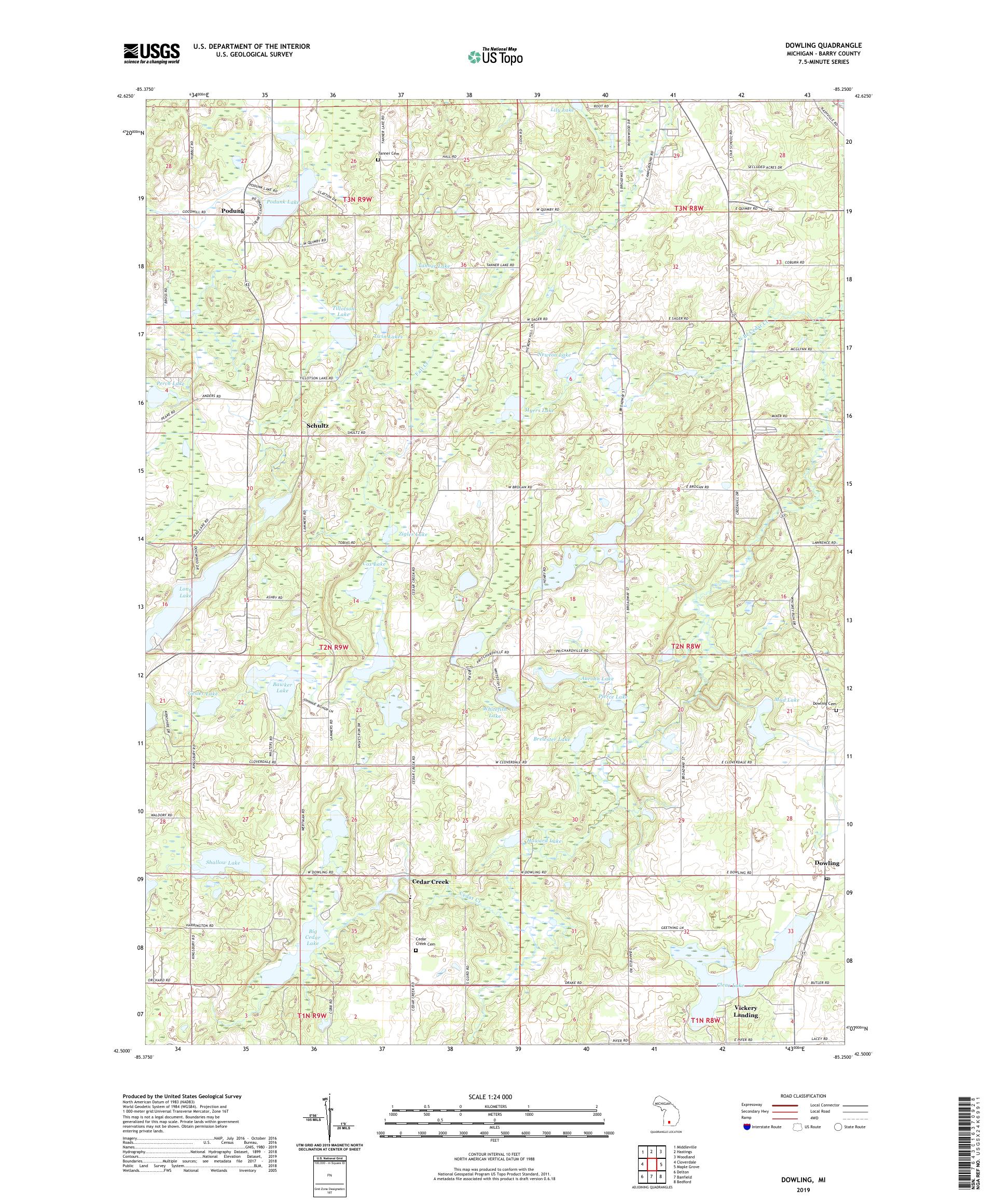 Dowling Michigan US Topo Map – MyTopo Map Store