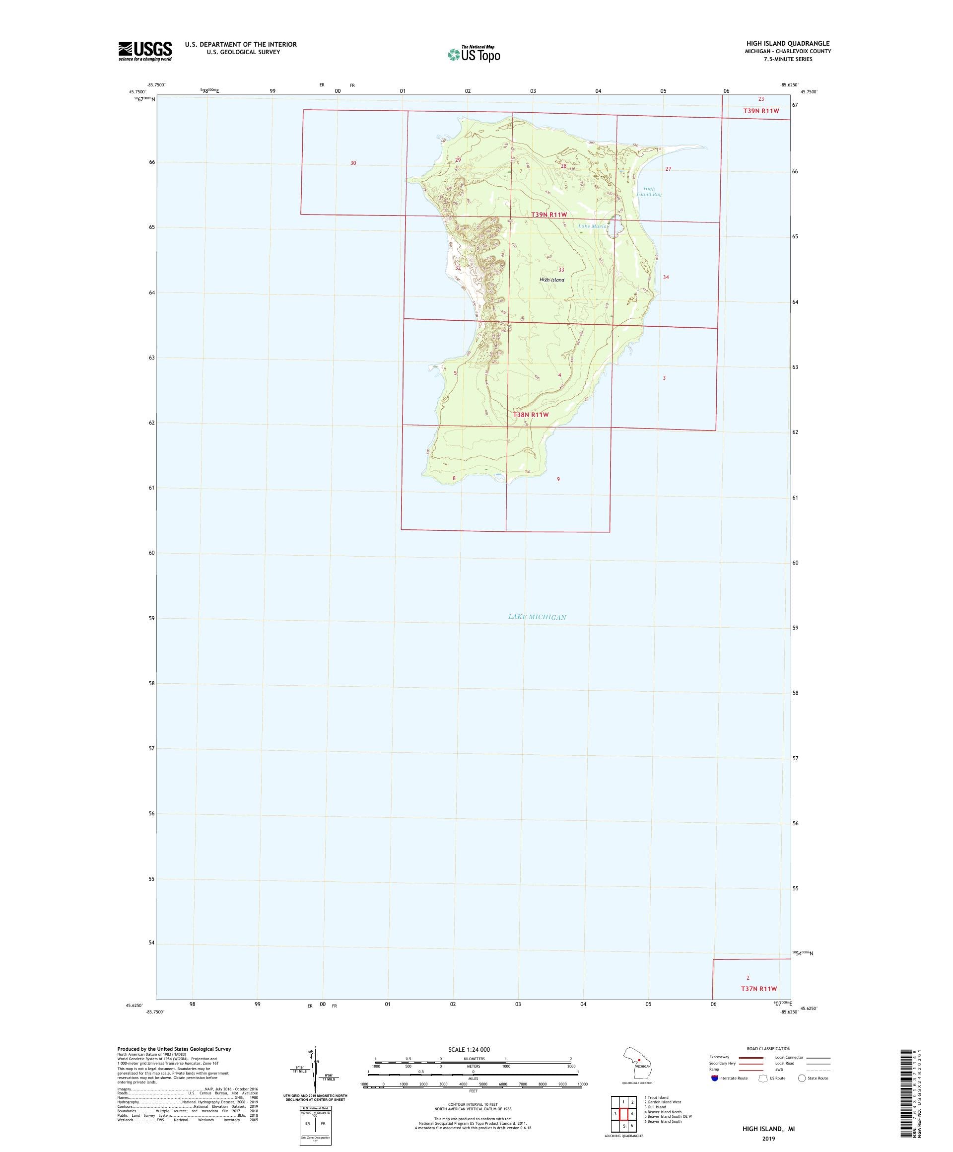 High Island Michigan US Topo Map – MyTopo Map Store