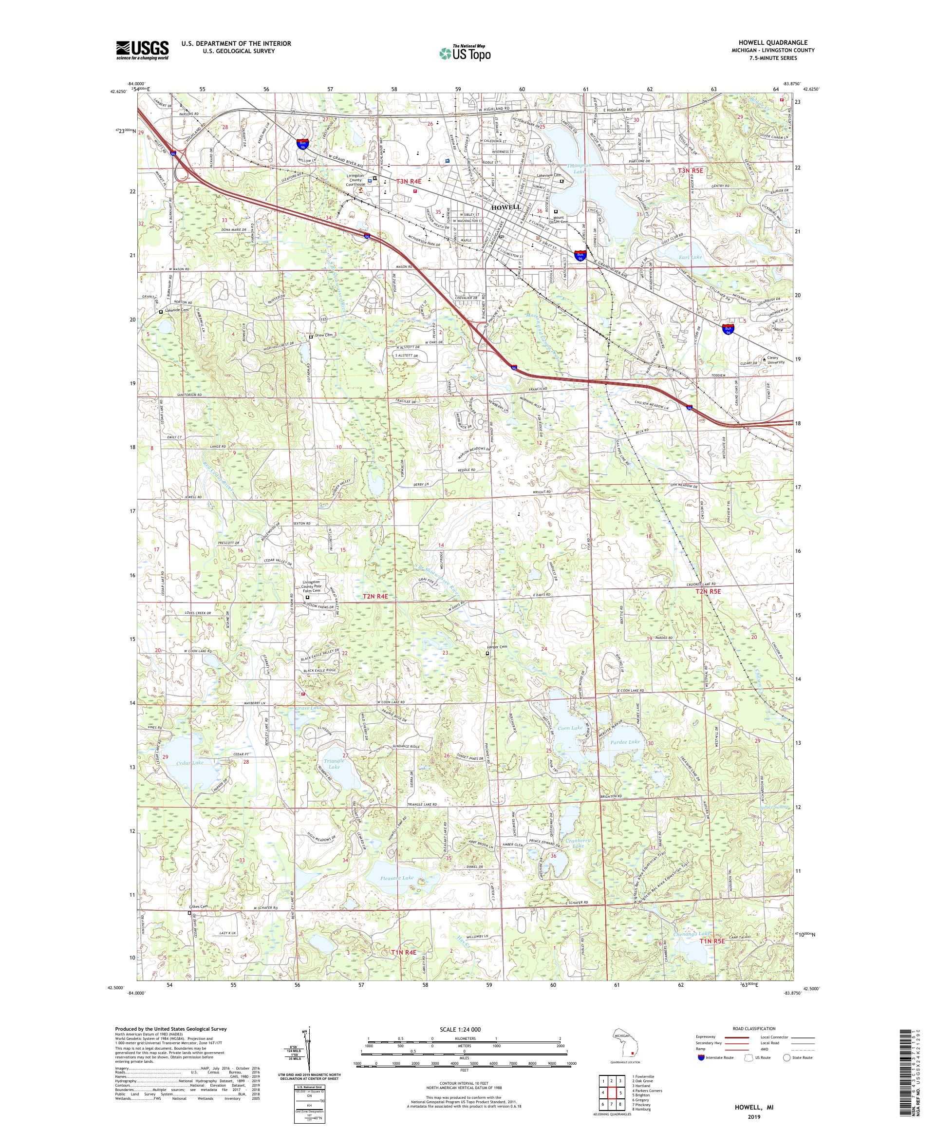 Howell Michigan US Topo Map – MyTopo Map Store