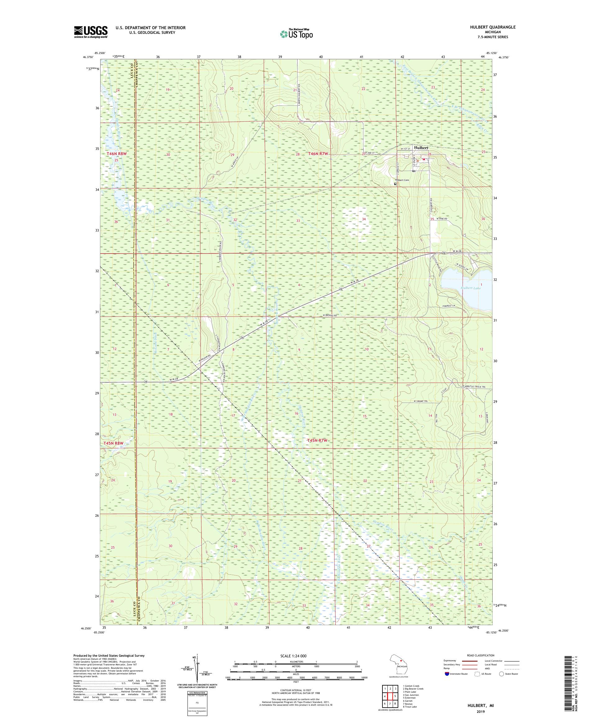 Hulbert Michigan US Topo Map – MyTopo Map Store