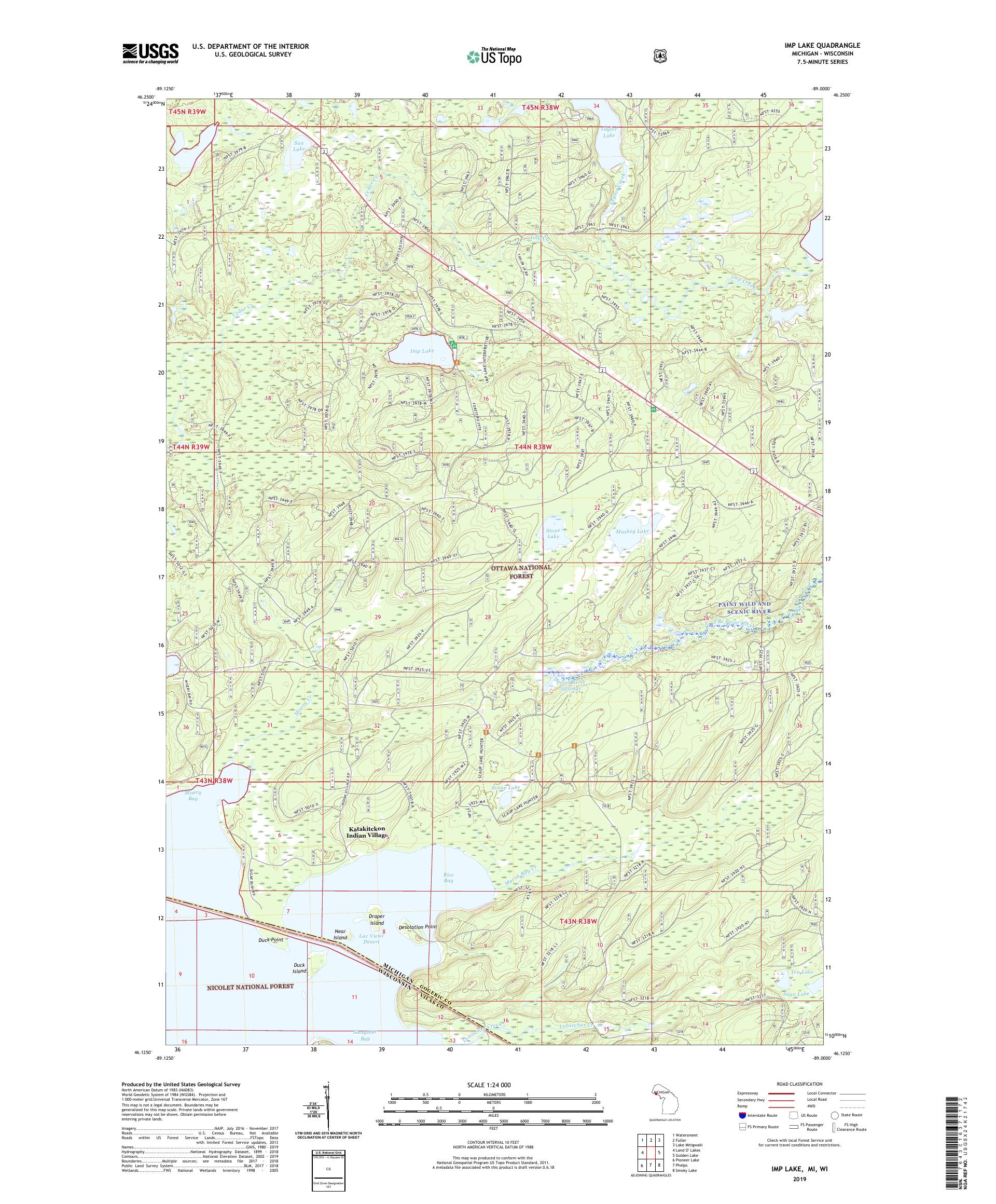 Imp Lake Michigan US Topo Map – MyTopo Map Store