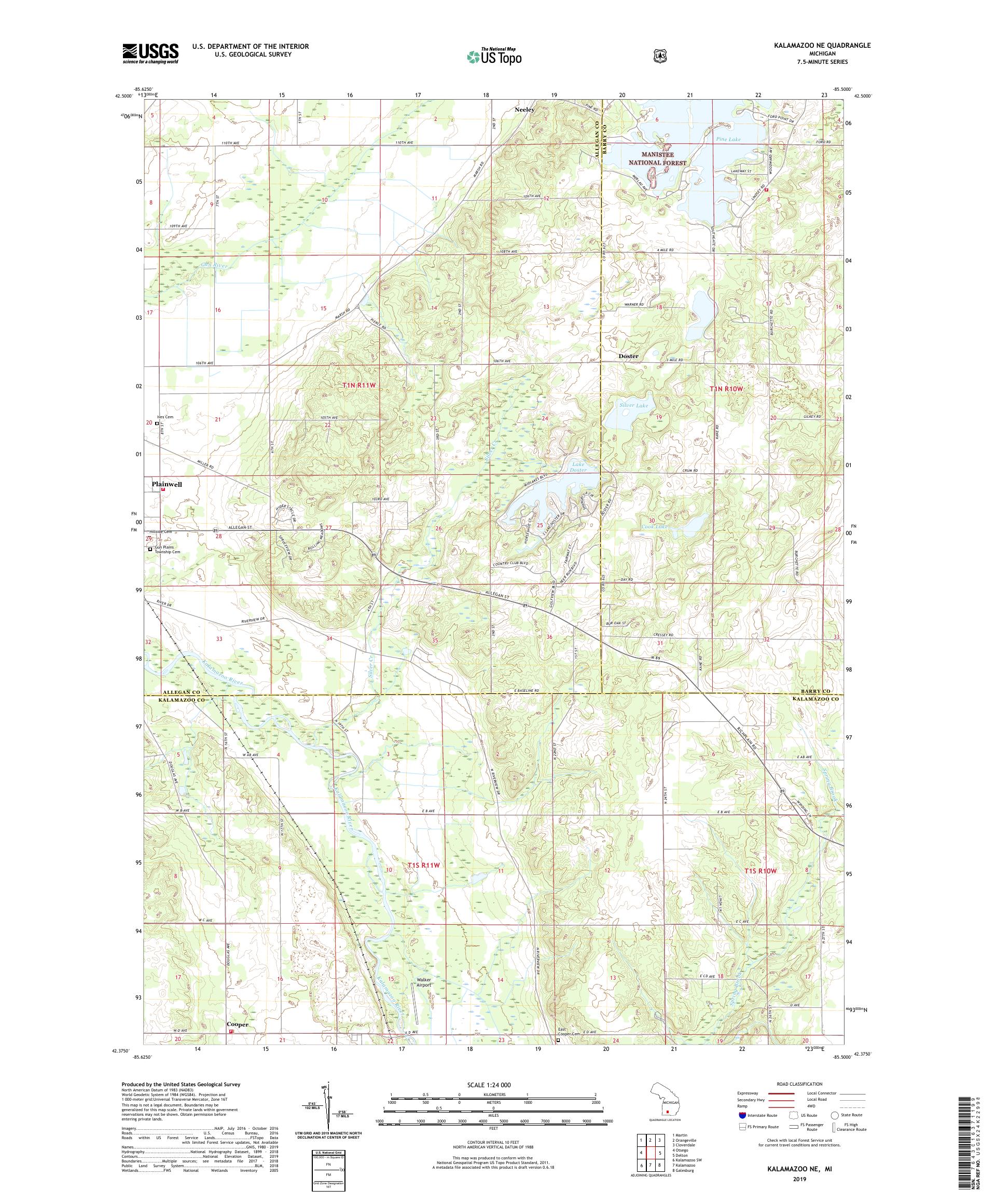 Kalamazoo NE Michigan US Topo Map – MyTopo Map Store