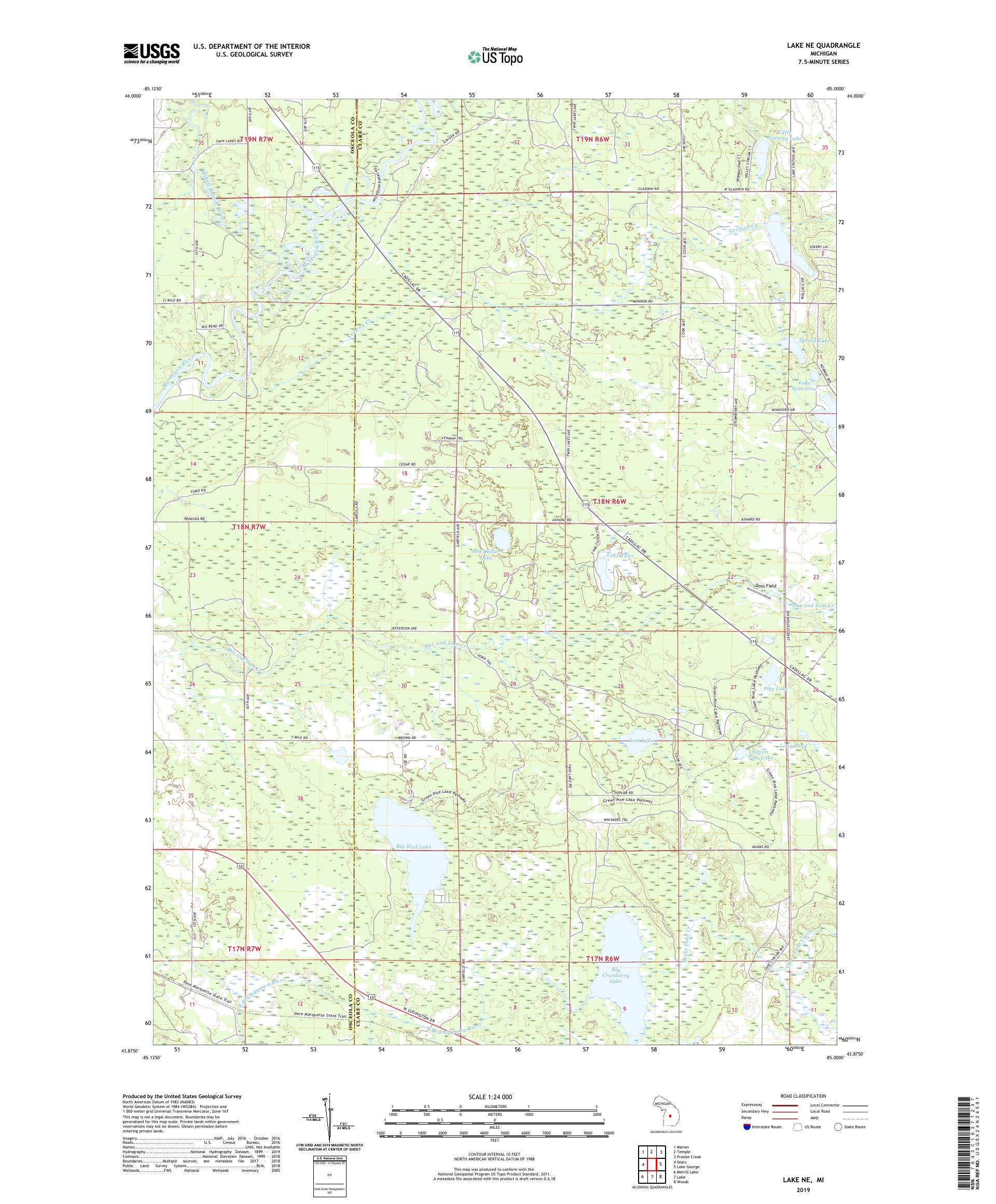 Lake NE Michigan US Topo Map – MyTopo Map Store