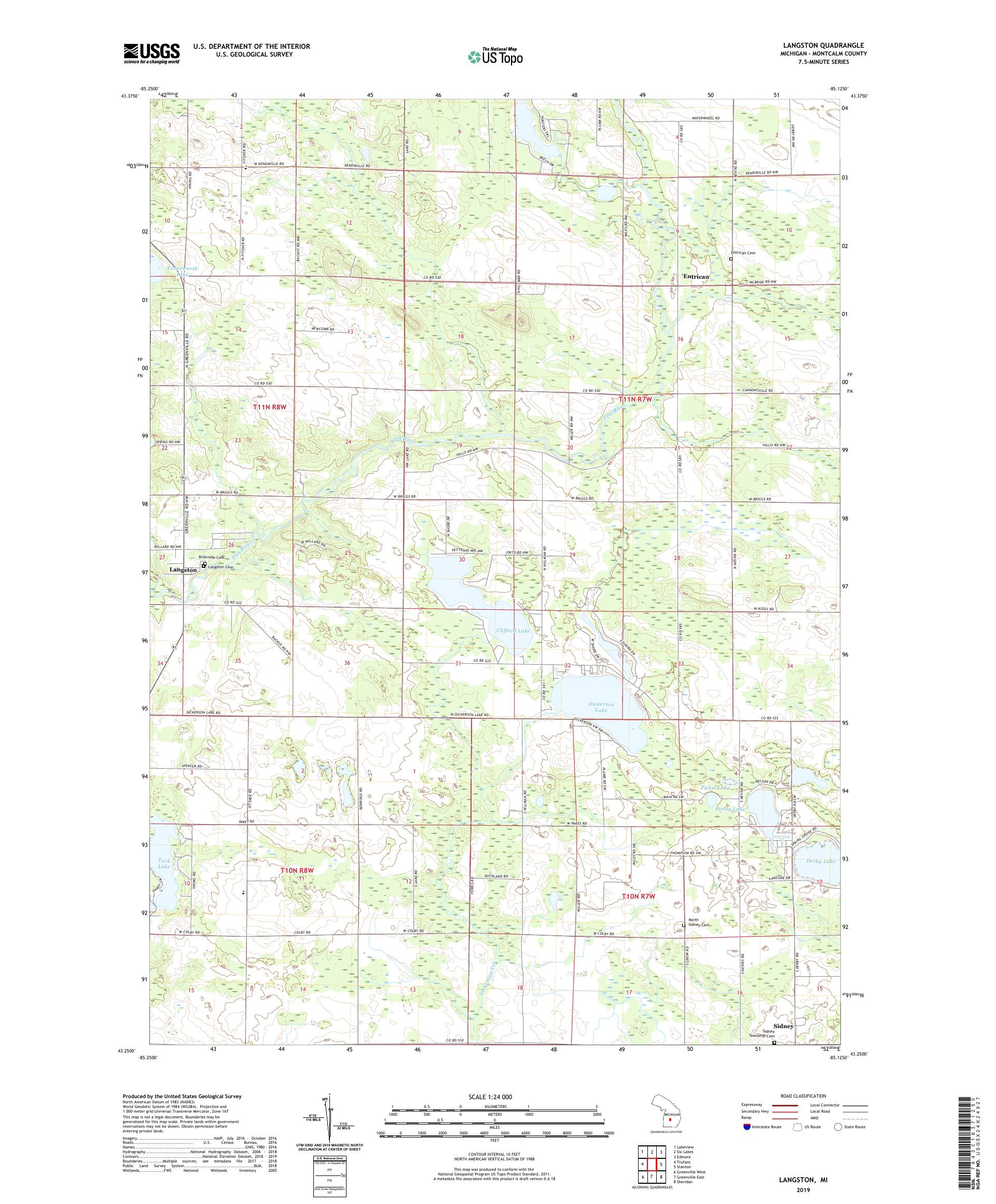 Langston Michigan US Topo Map – MyTopo Map Store