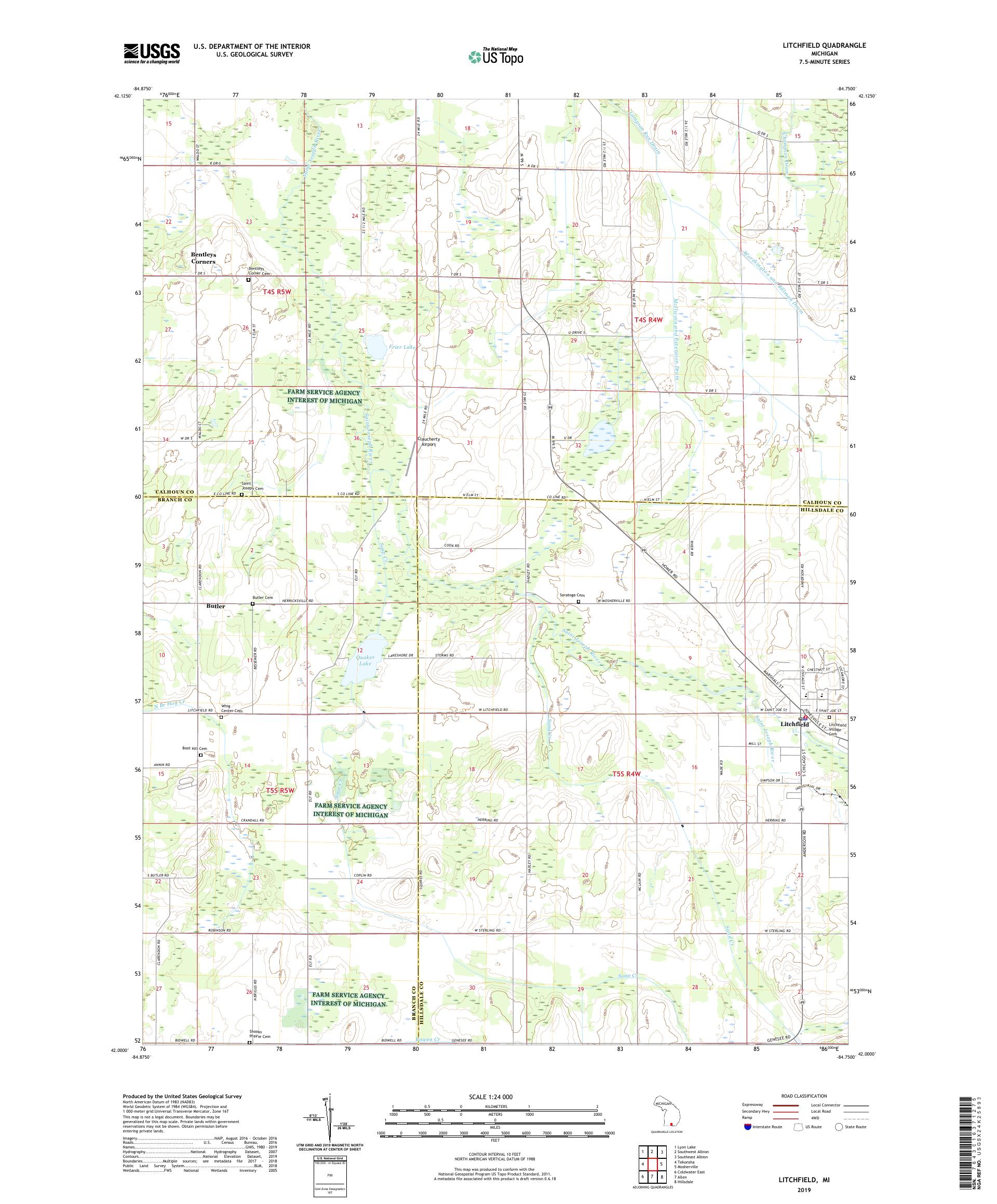Litchfield Michigan US Topo Map – MyTopo Map Store