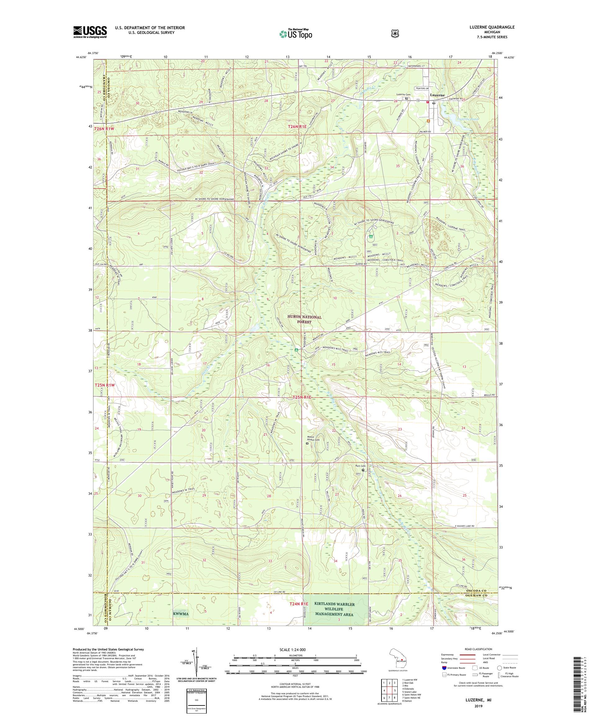 Luzerne Michigan US Topo Map – MyTopo Map Store