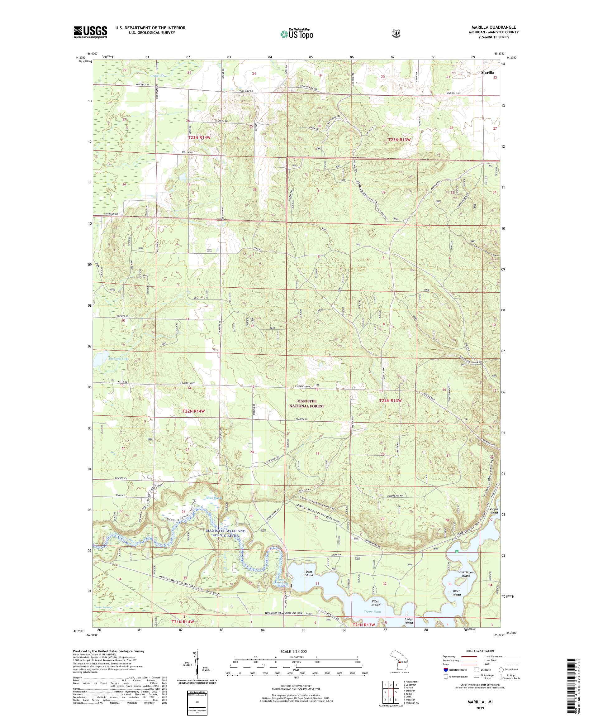 Marilla Michigan US Topo Map – MyTopo Map Store
