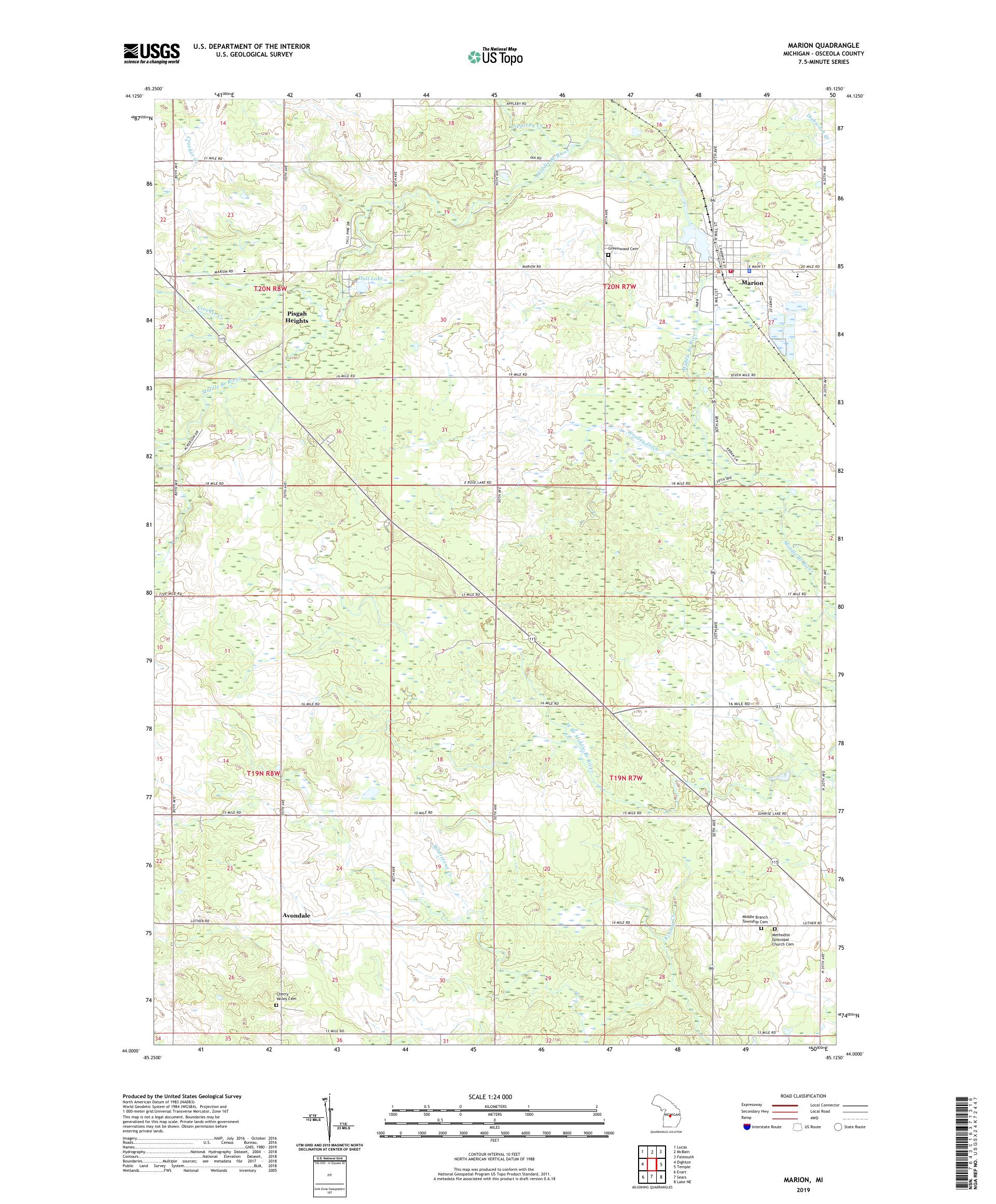 Marion Michigan US Topo Map – MyTopo Map Store