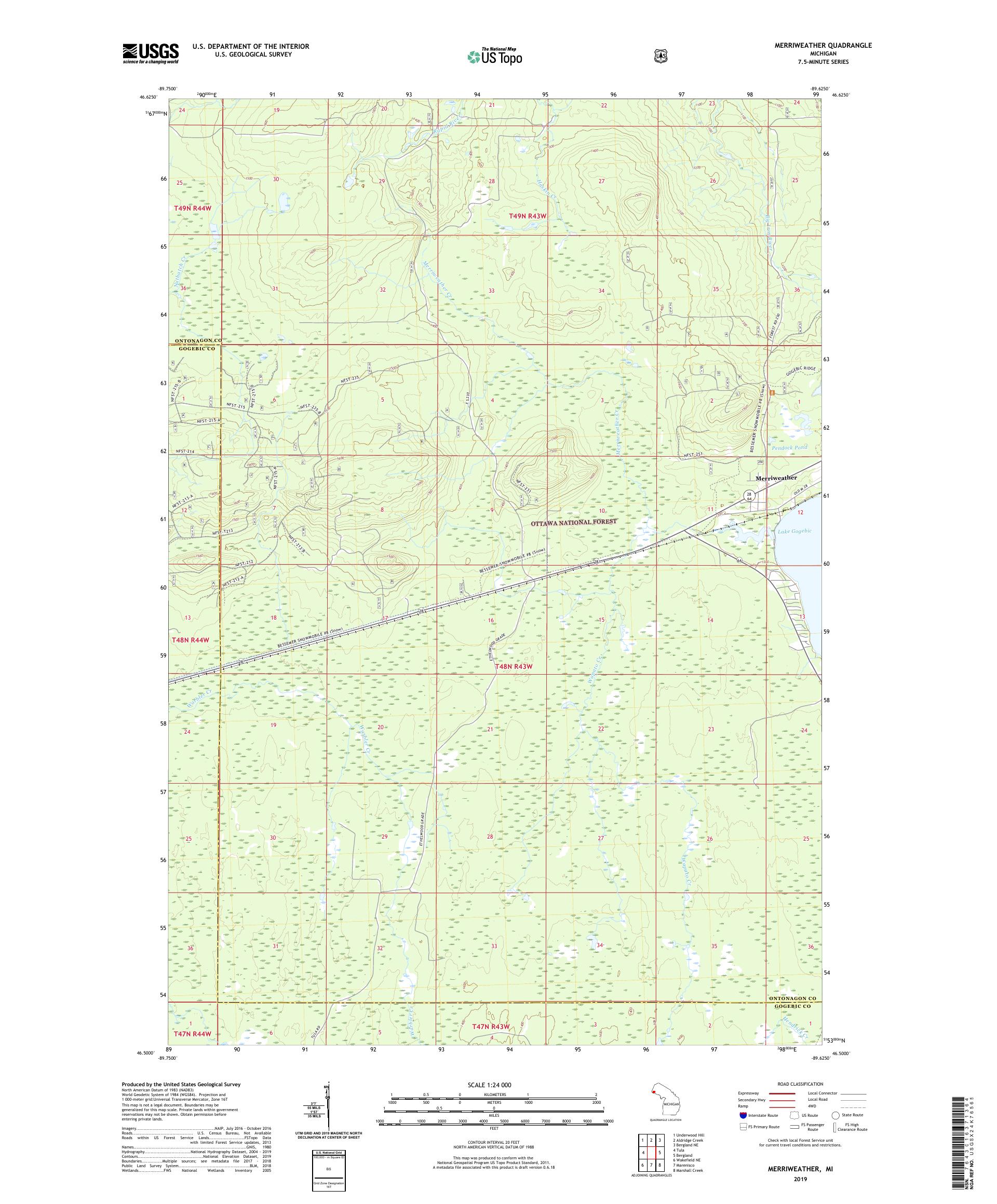 Merriweather Michigan US Topo Map – MyTopo Map Store