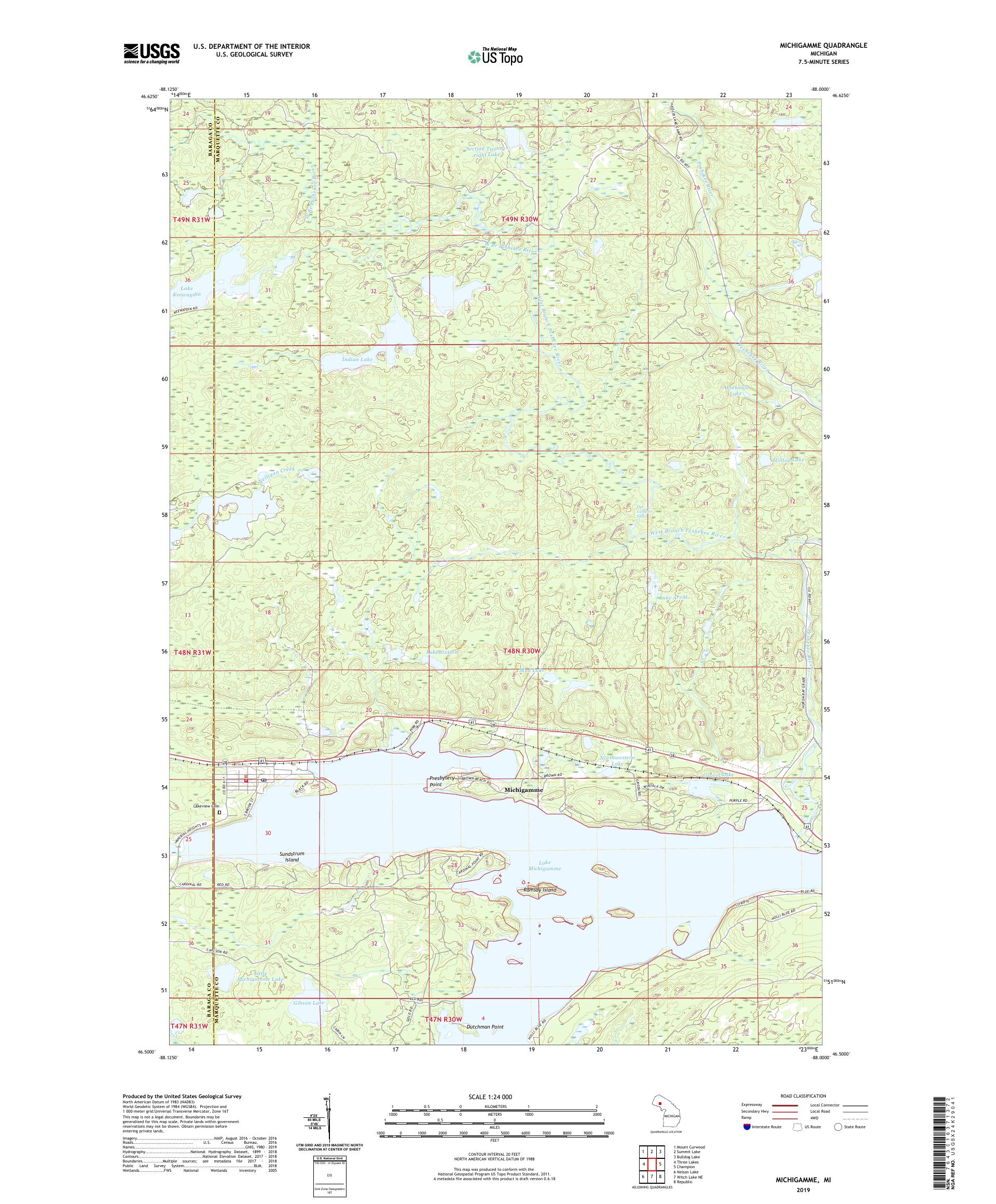 Michigamme Michigan US Topo Map – MyTopo Map Store