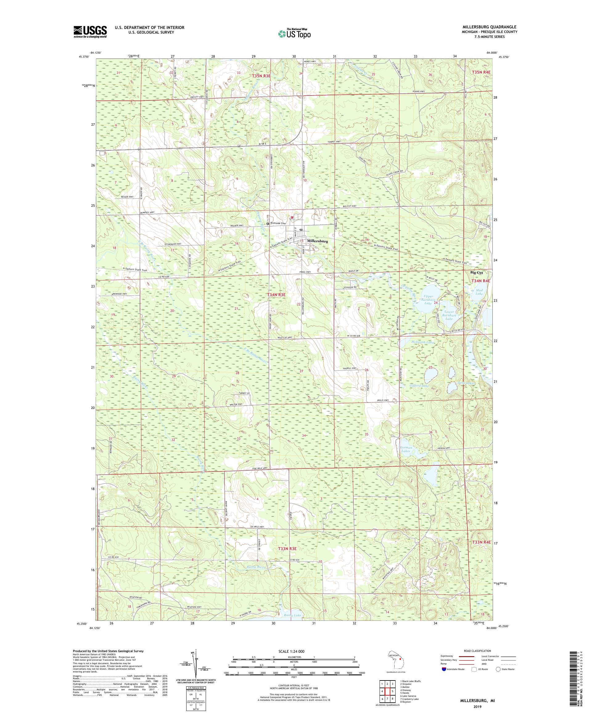 Millersburg Michigan US Topo Map – MyTopo Map Store