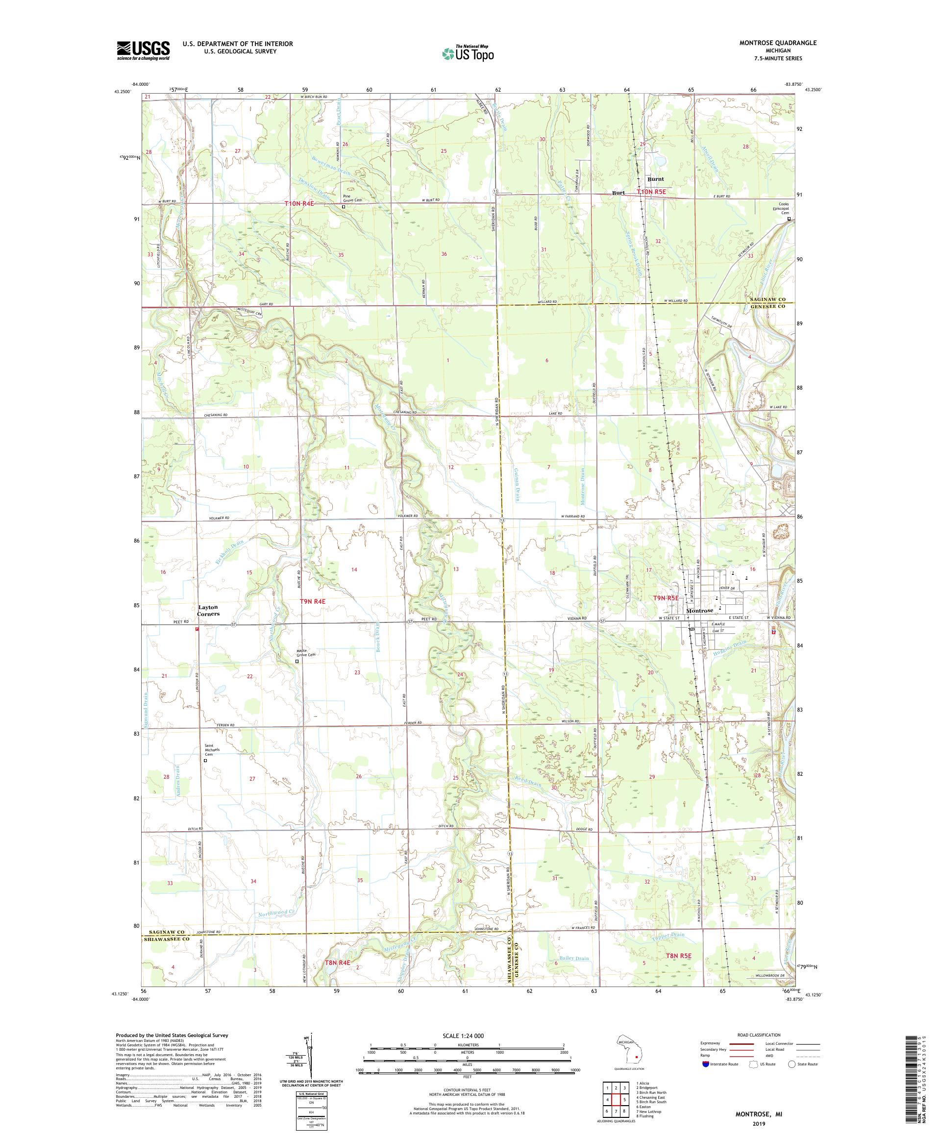 Montrose Michigan US Topo Map – MyTopo Map Store