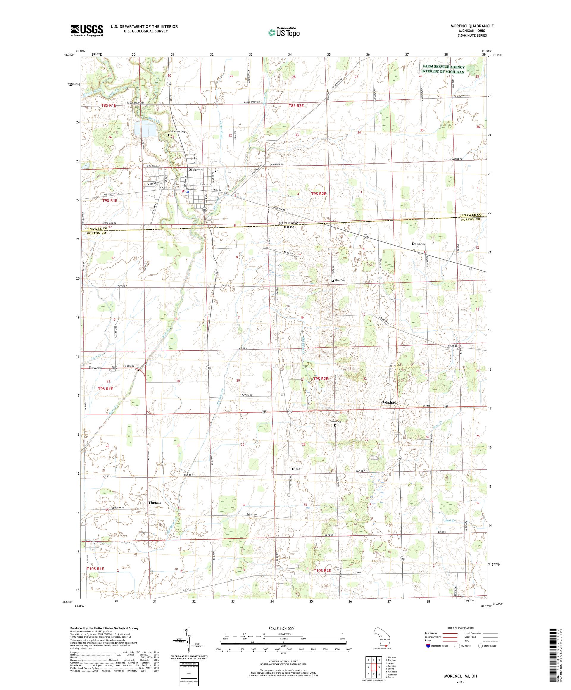 Morenci Michigan US Topo Map – MyTopo Map Store