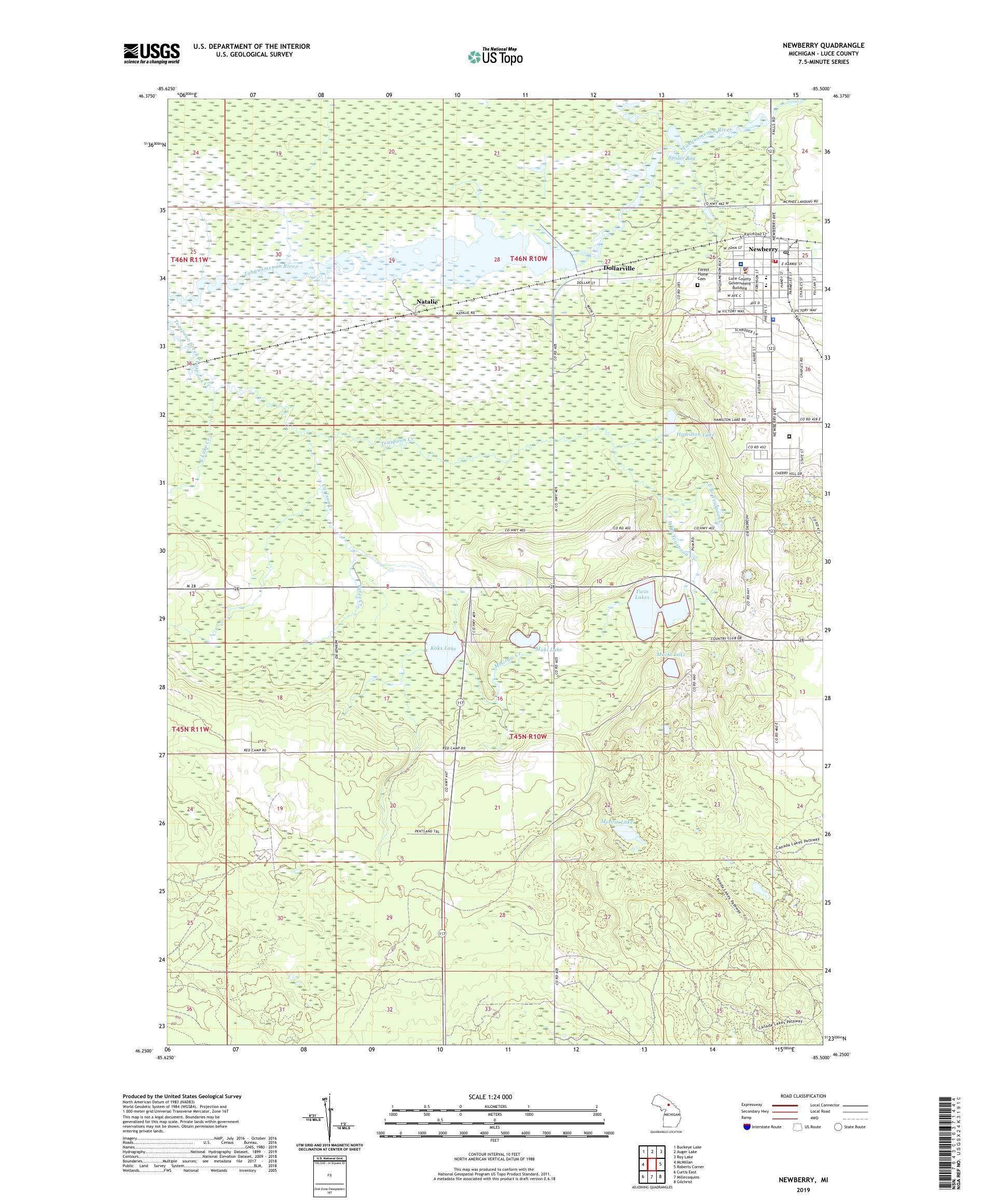 Newberry Michigan US Topo Map – MyTopo Map Store