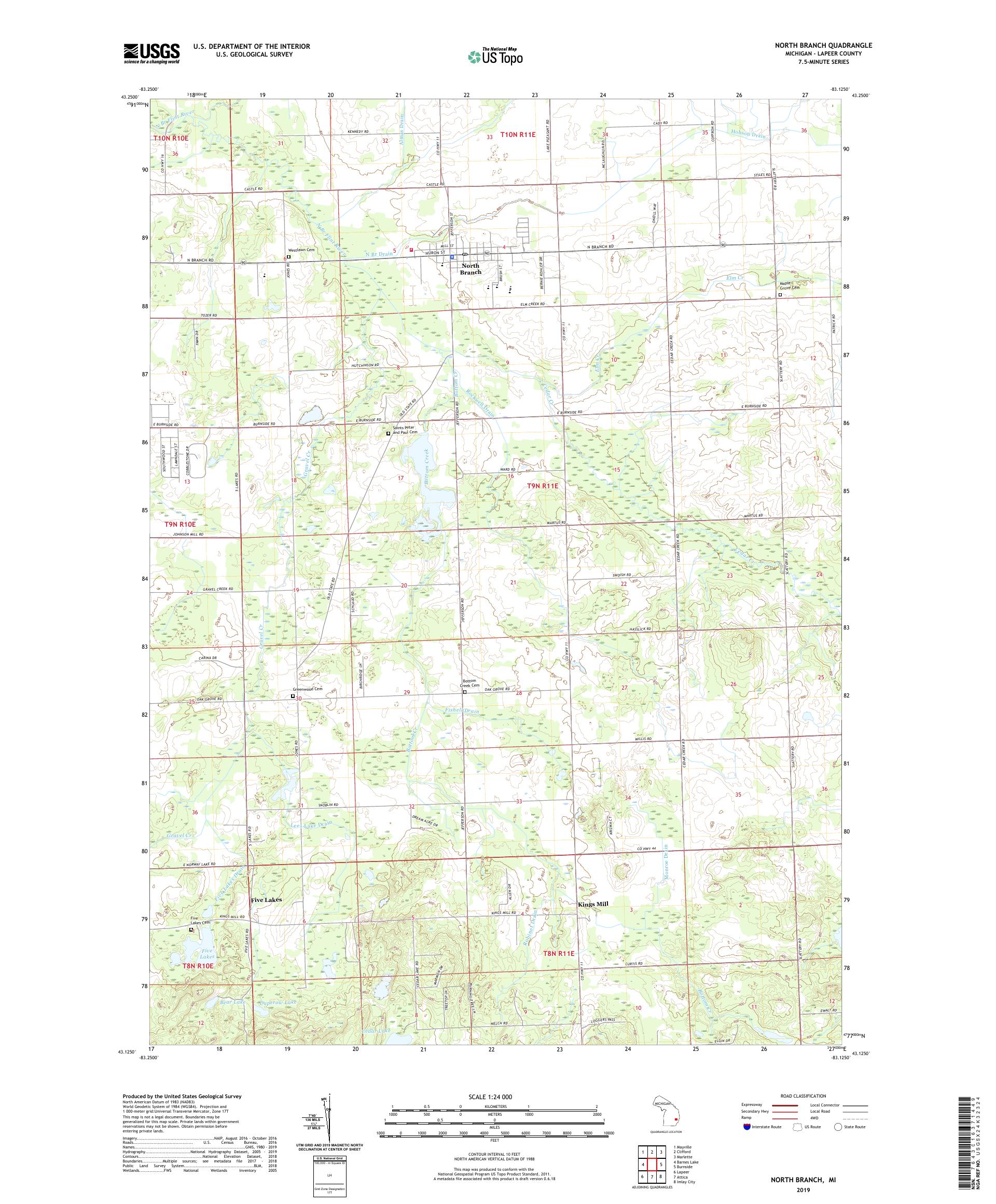 North Branch Michigan US Topo Map – MyTopo Map Store