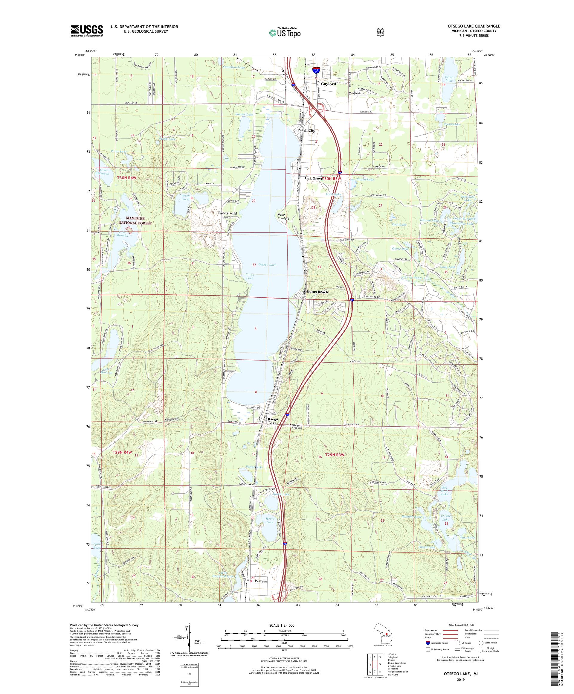 Otsego Lake Michigan US Topo Map – MyTopo Map Store