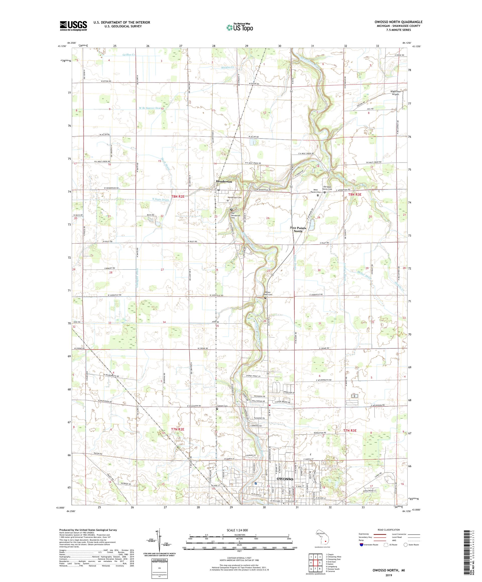 Owosso North Michigan US Topo Map – MyTopo Map Store