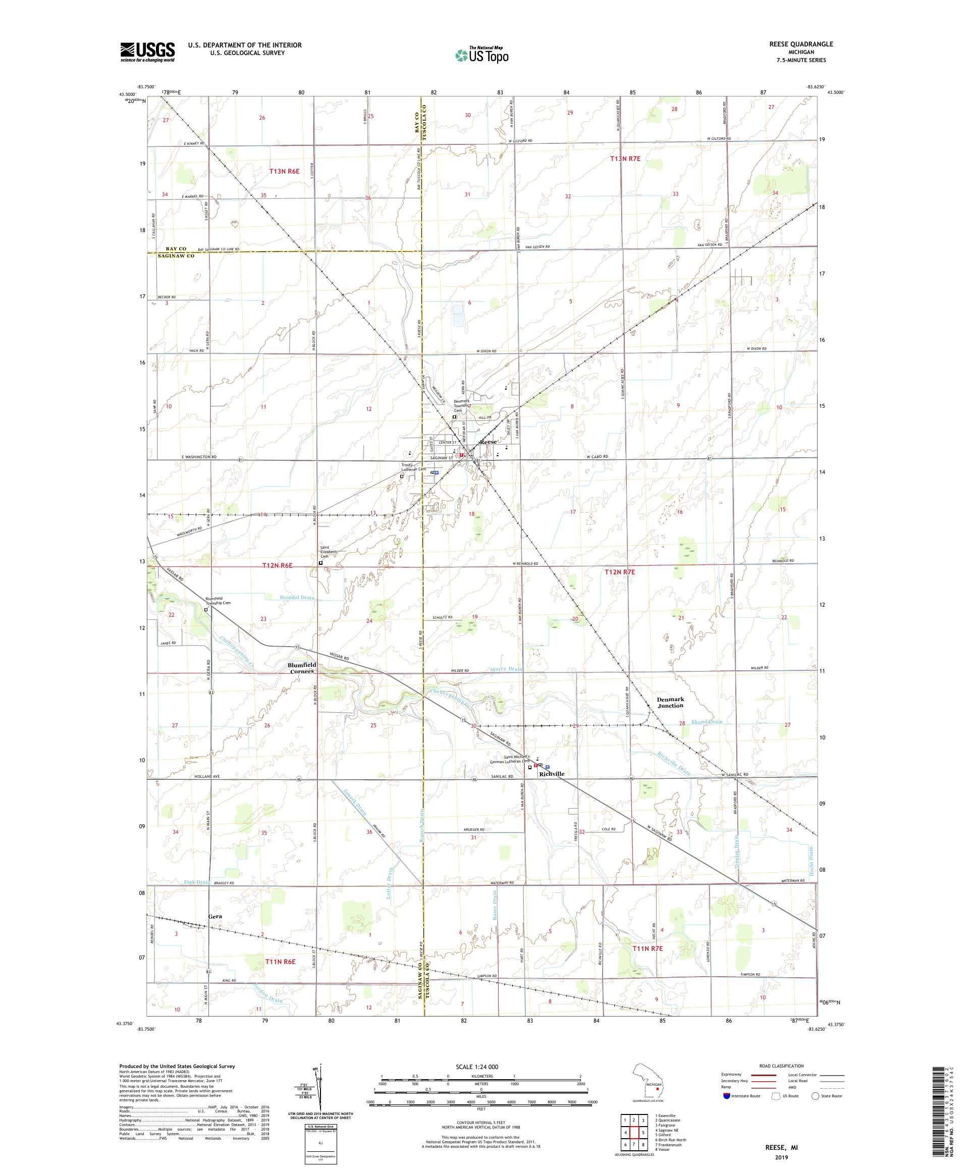 Reese Michigan US Topo Map – MyTopo Map Store