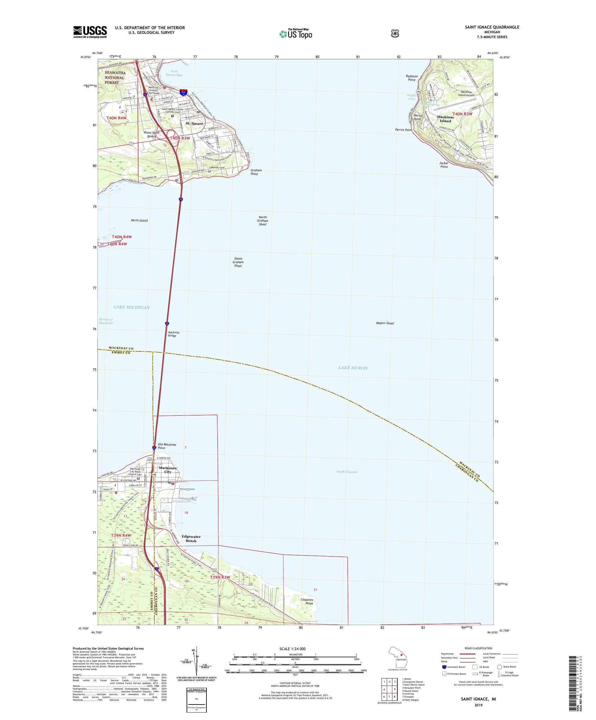 Saint Ignace Michigan US Topo Map – MyTopo Map Store