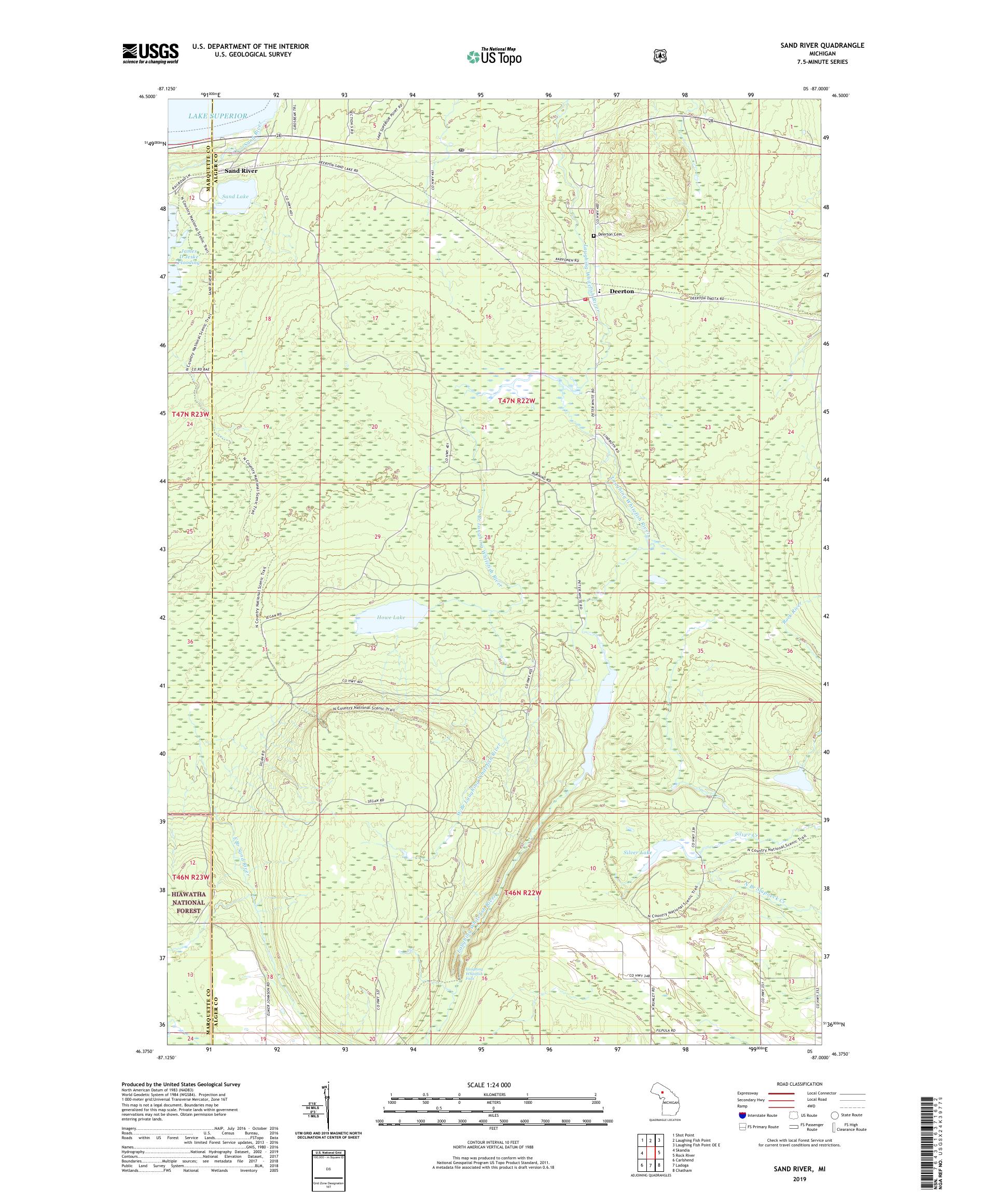 Sand River Michigan US Topo Map – MyTopo Map Store
