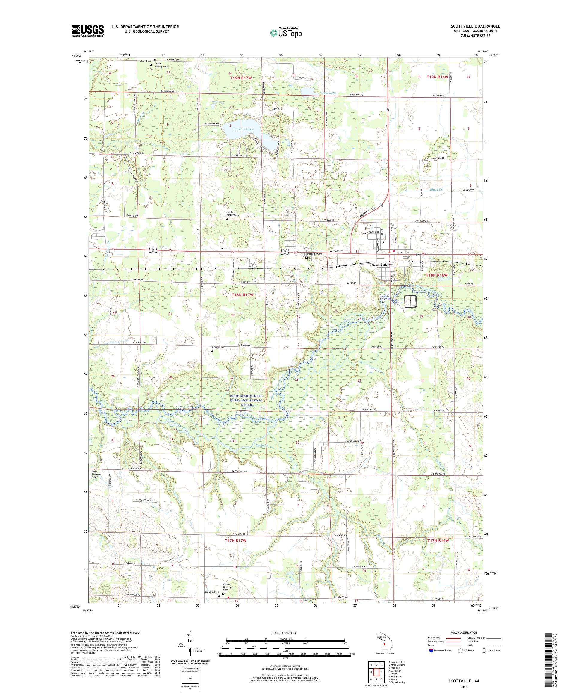 Scottville Michigan US Topo Map – MyTopo Map Store
