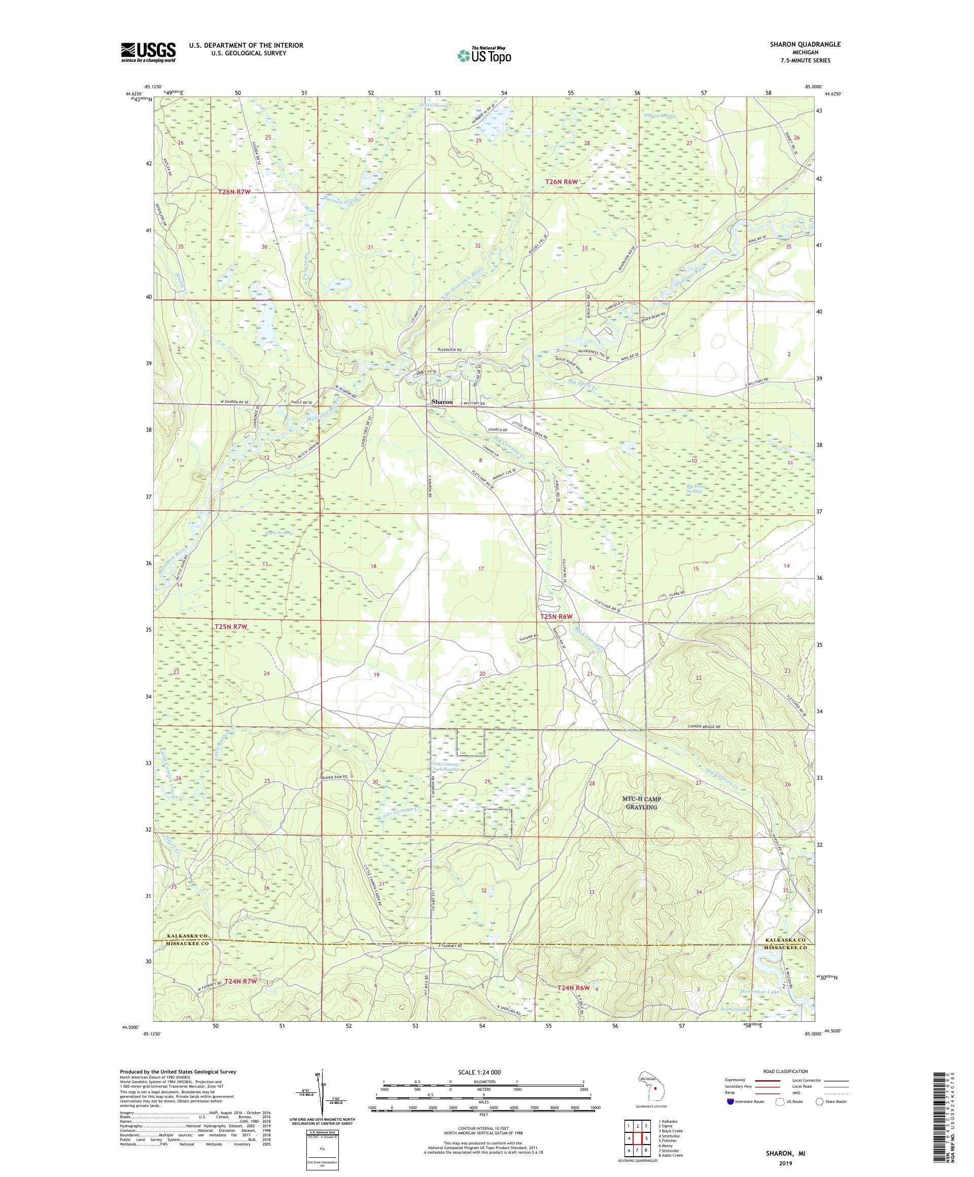 Sharon Michigan US Topo Map – MyTopo Map Store