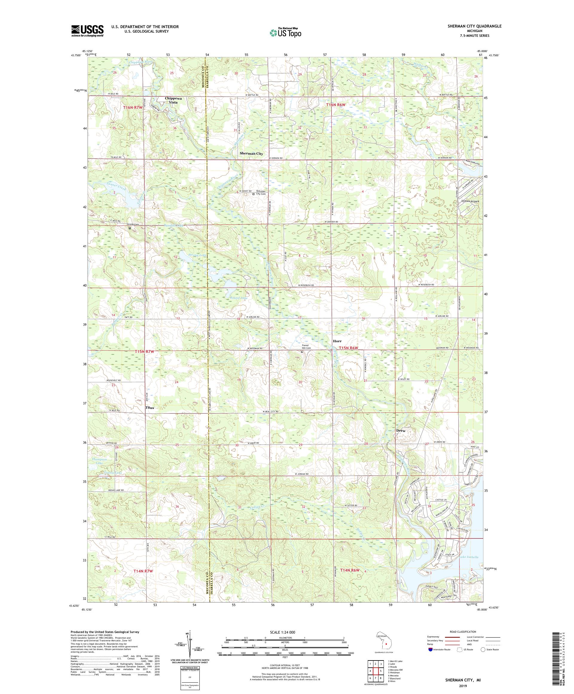 Sherman City Michigan US Topo Map – MyTopo Map Store