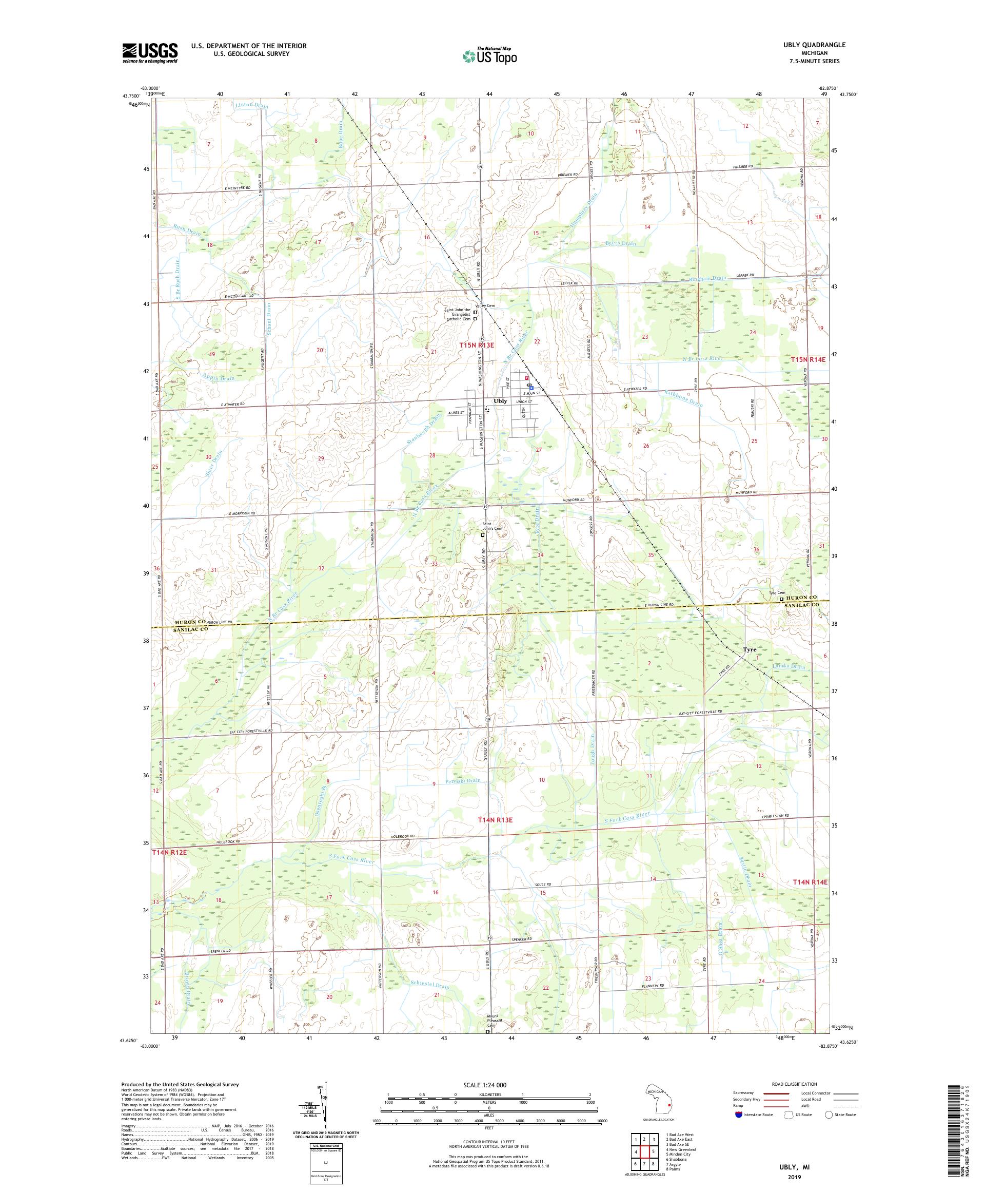 Ubly Michigan US Topo Map – MyTopo Map Store