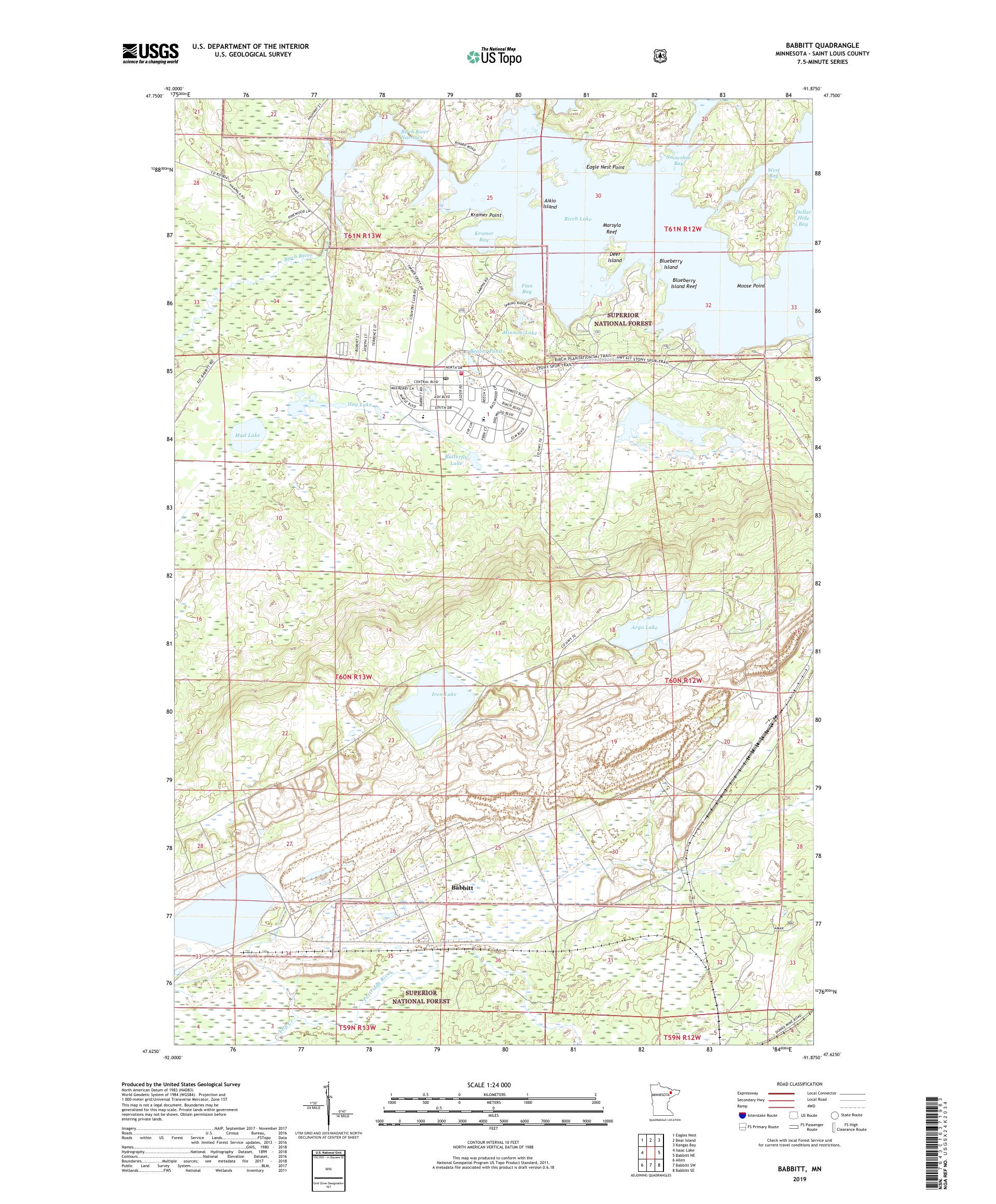 Babbitt Minnesota US Topo Map – MyTopo Map Store