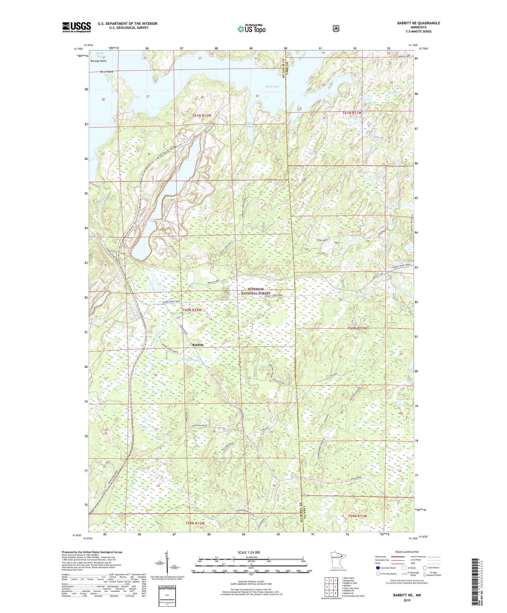 Babbitt NE Minnesota US Topo Map – MyTopo Map Store
