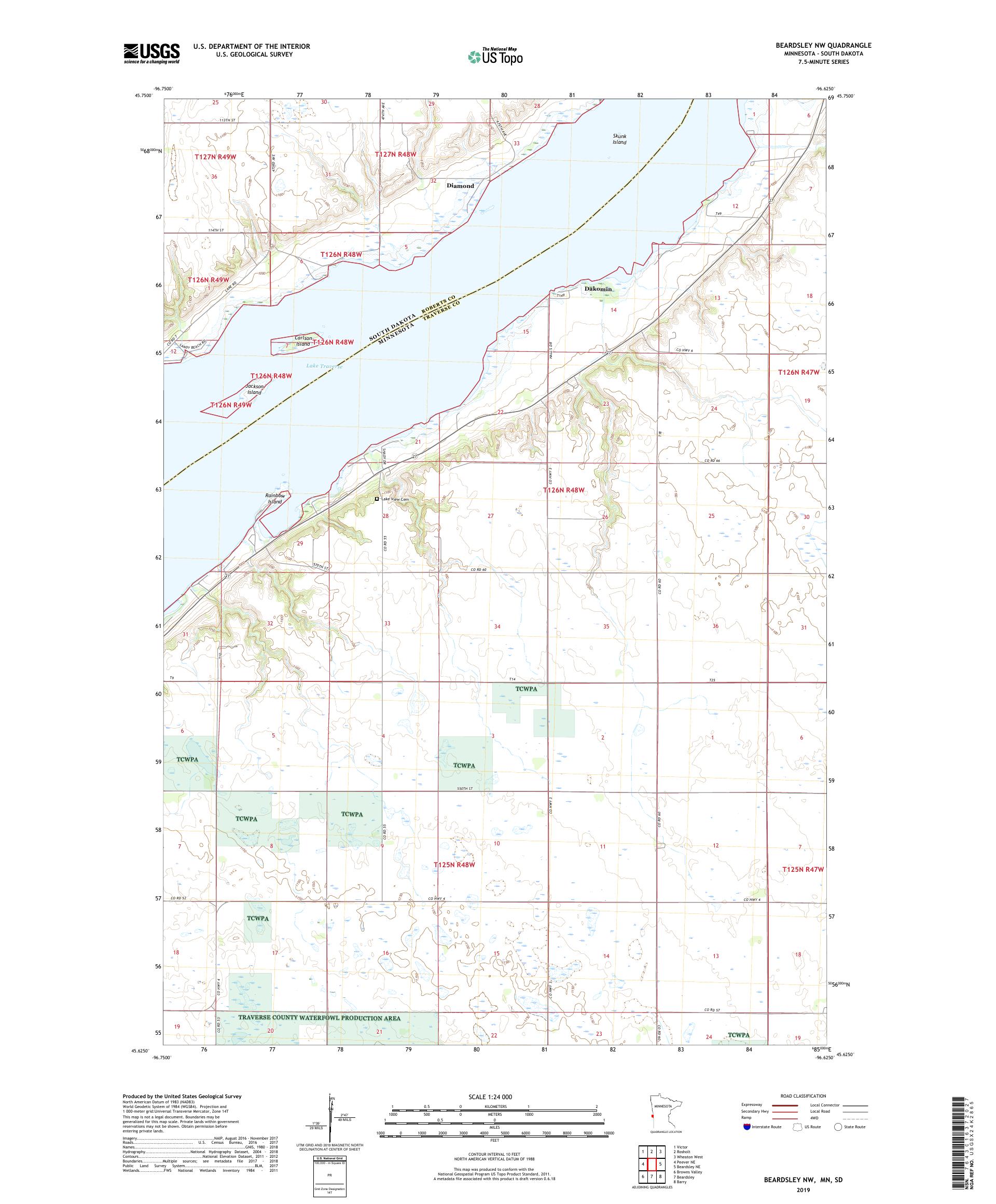 Beardsley NW Minnesota US Topo Map – MyTopo Map Store