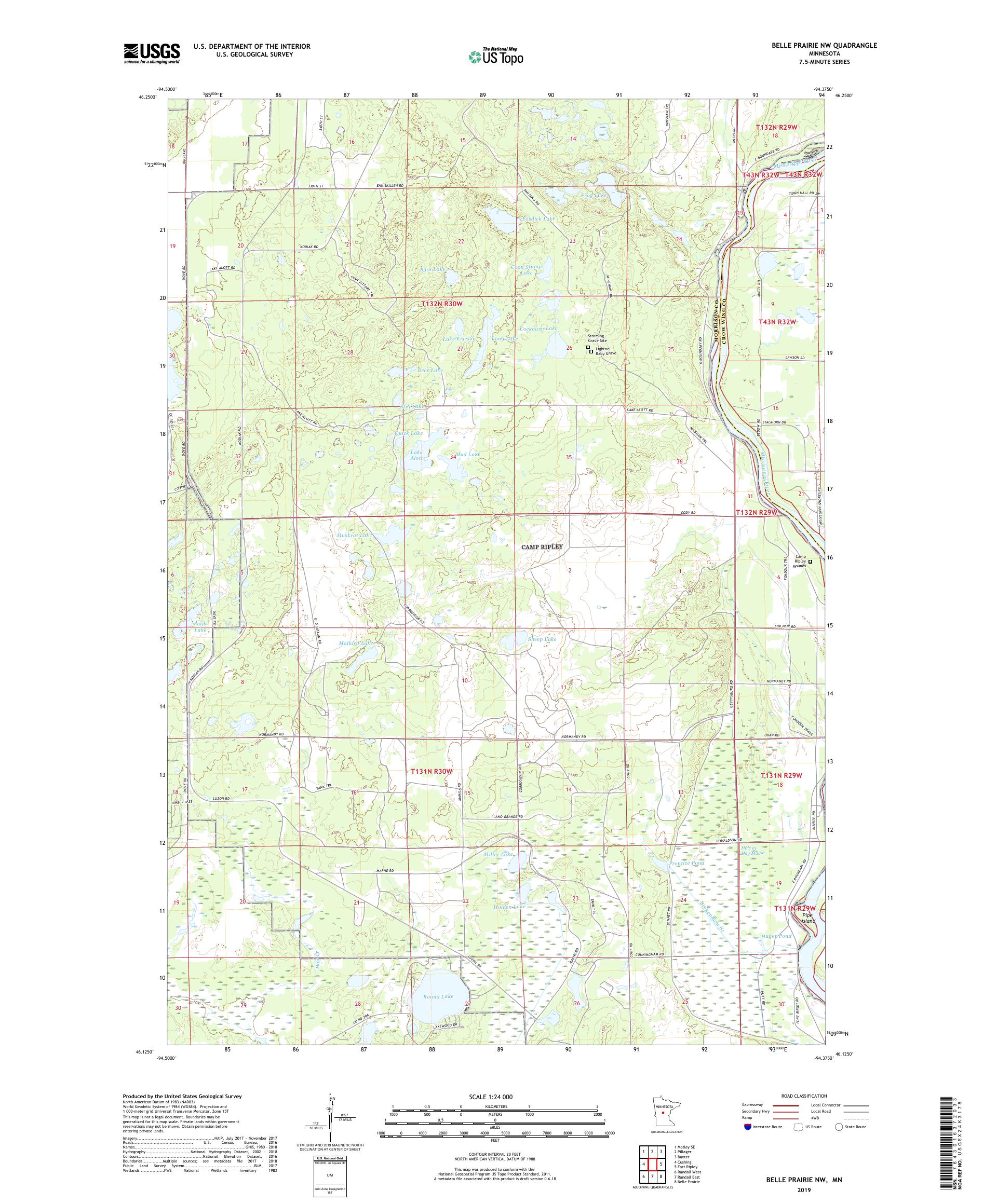 Belle Prairie NW Minnesota US Topo Map – MyTopo Map Store