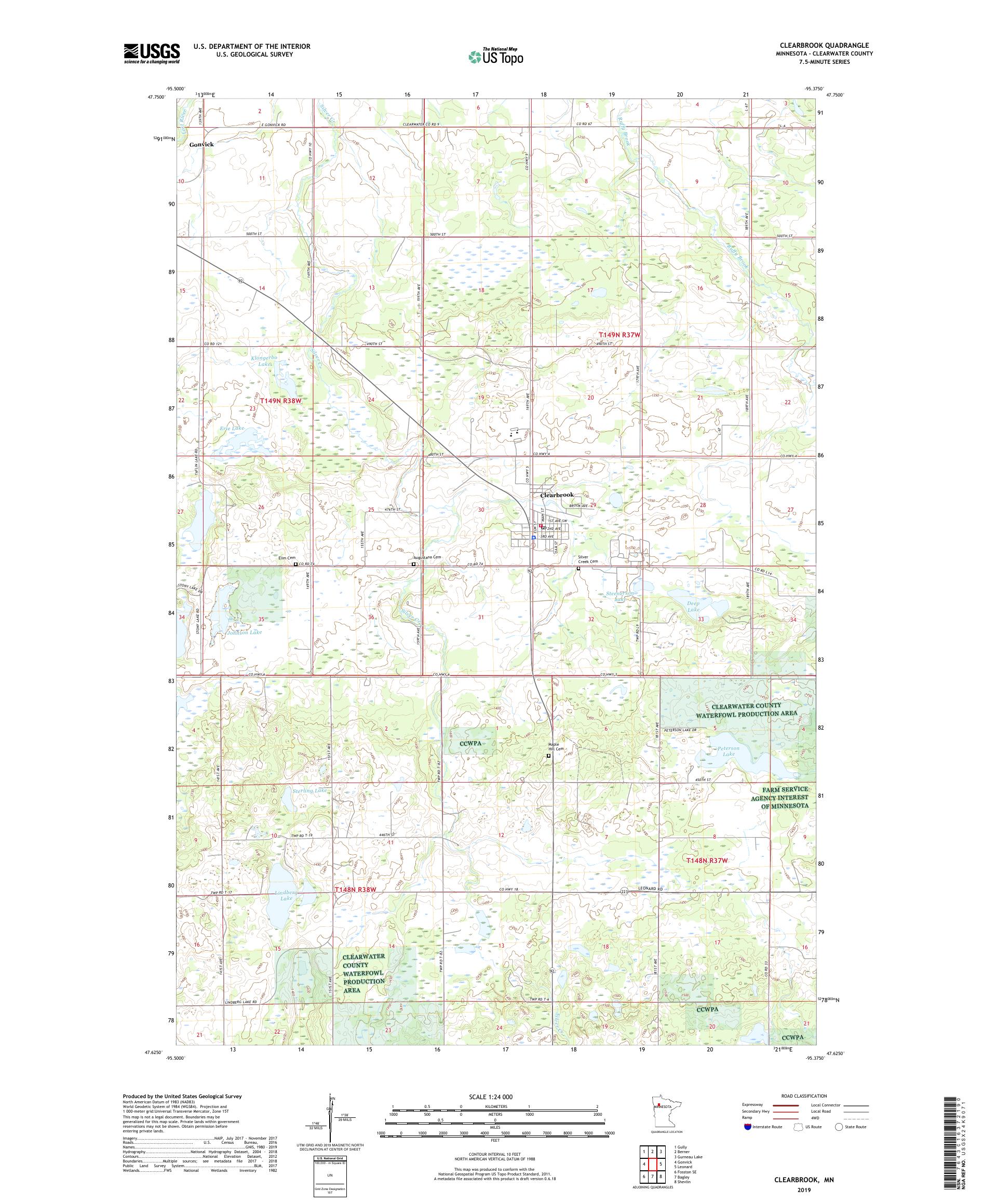 Clearbrook Minnesota US Topo Map – MyTopo Map Store