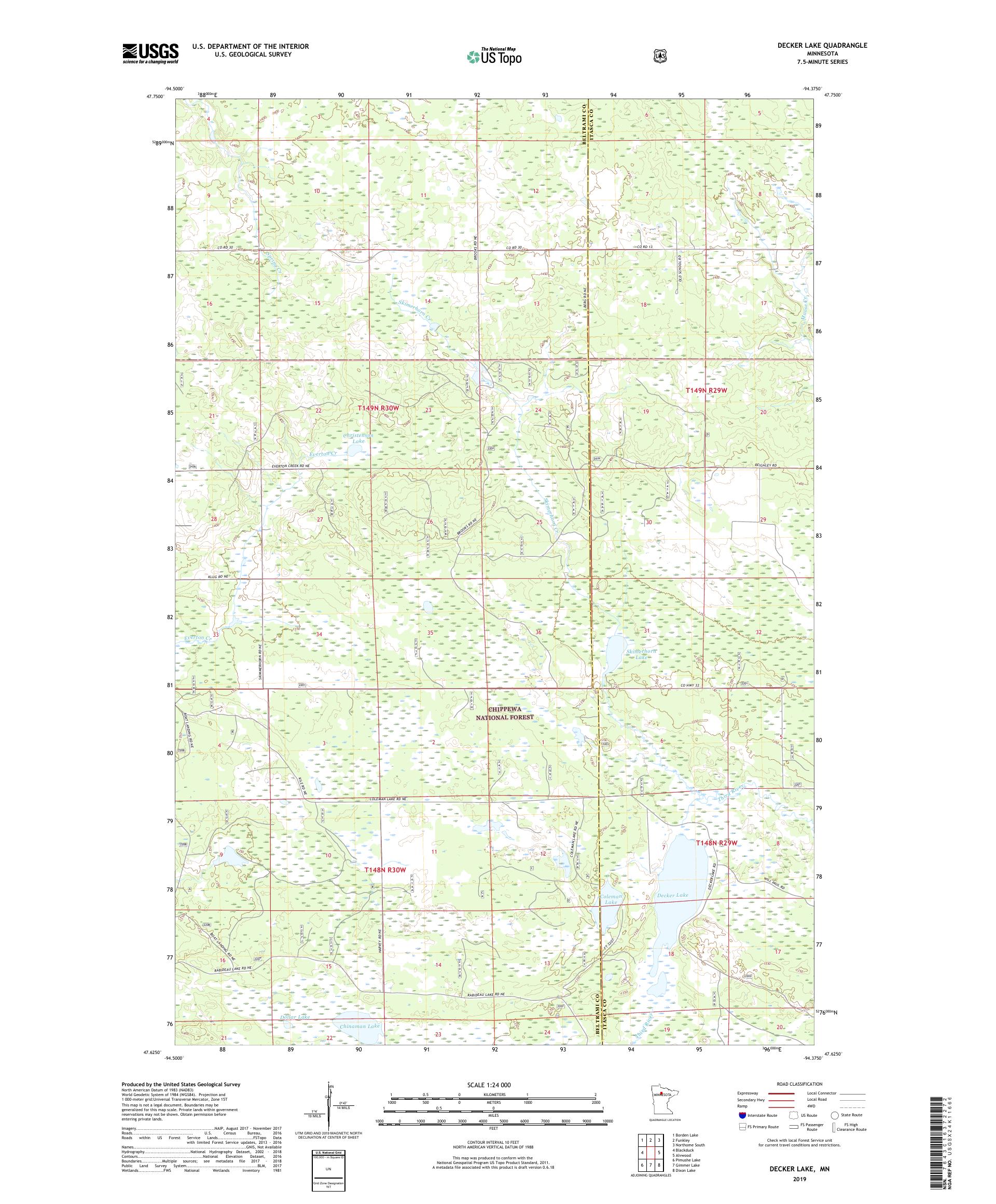 Decker Lake Minnesota US Topo Map – MyTopo Map Store