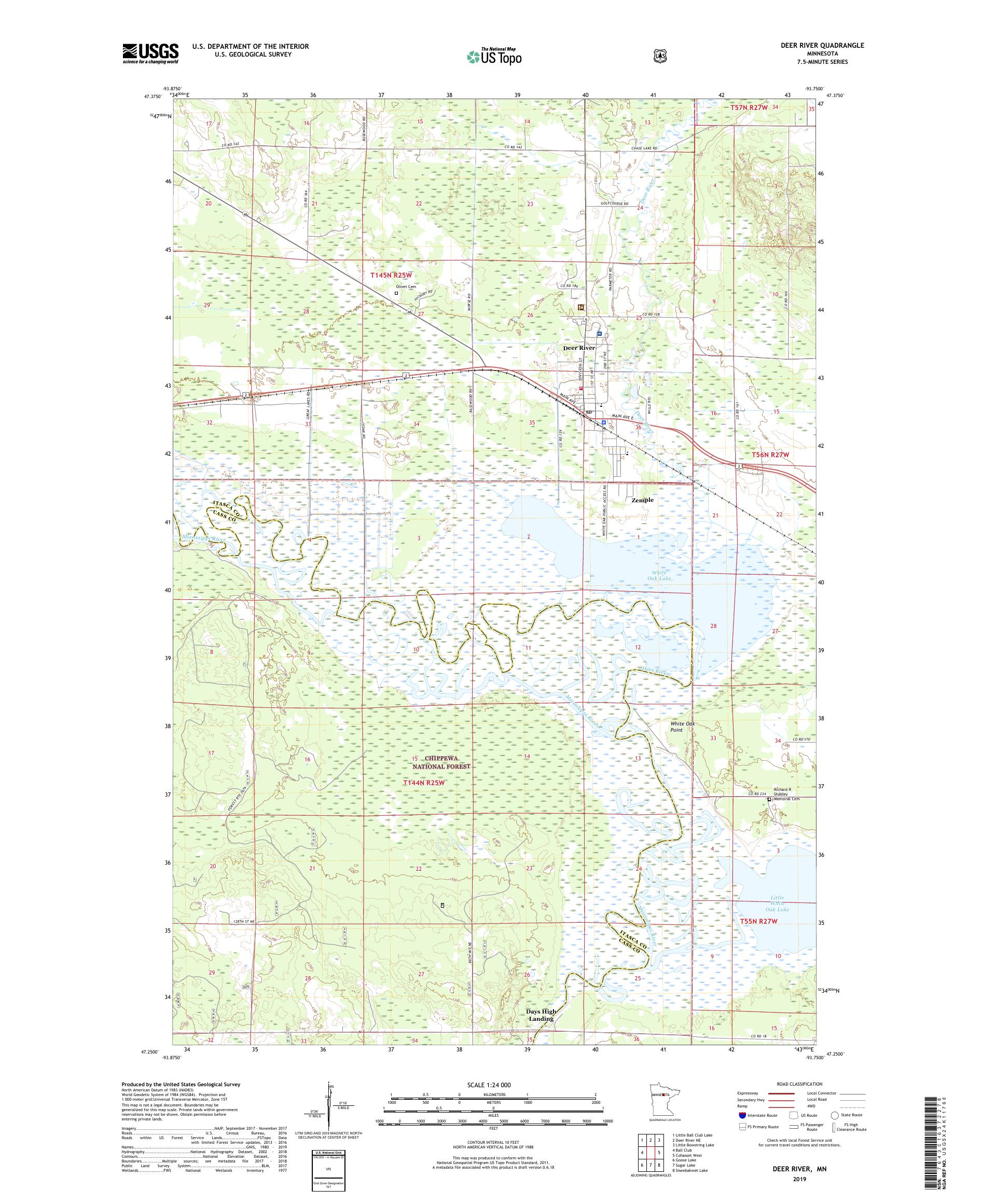 Deer River Minnesota US Topo Map – MyTopo Map Store