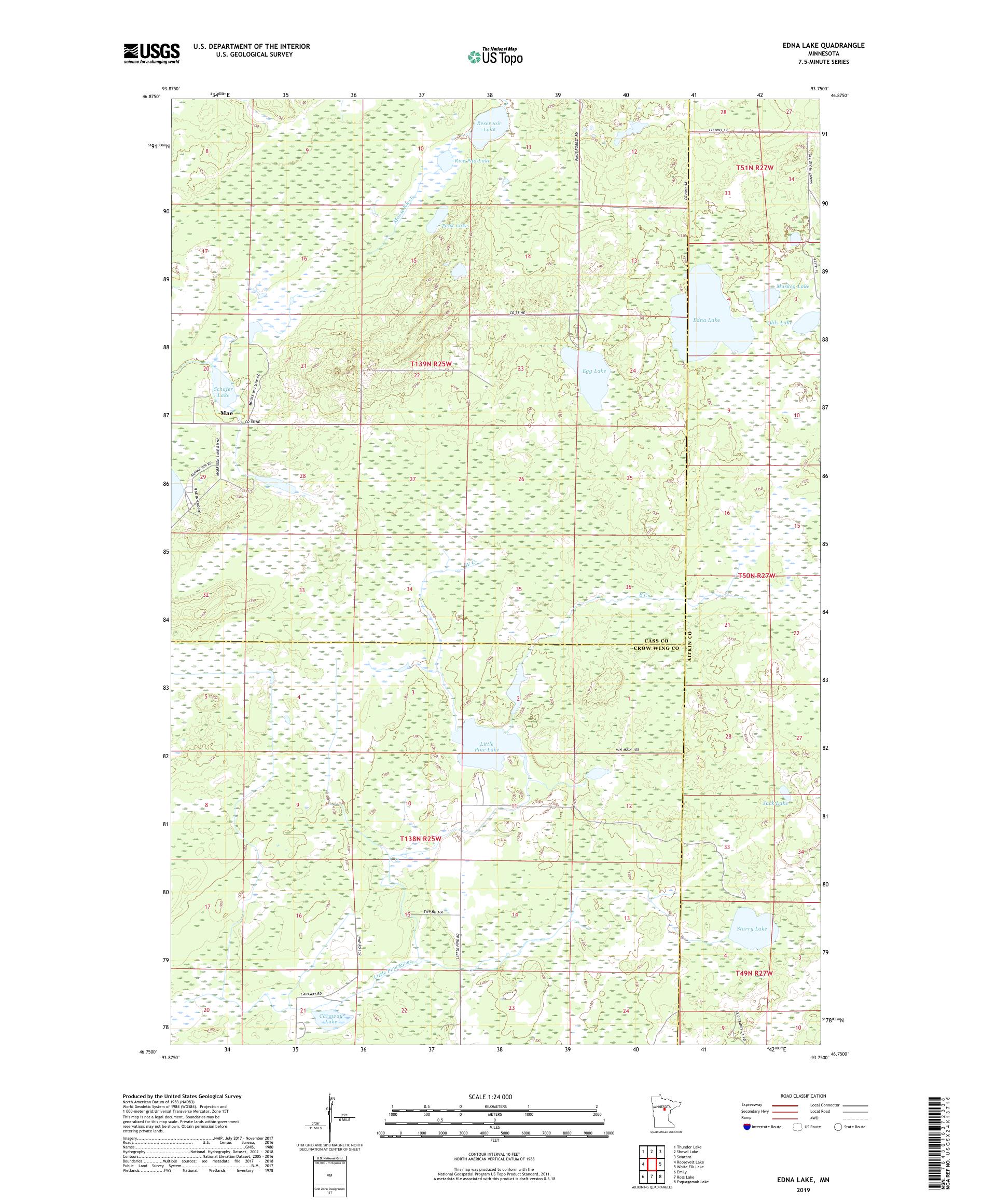 Edna Lake Minnesota US Topo Map – MyTopo Map Store