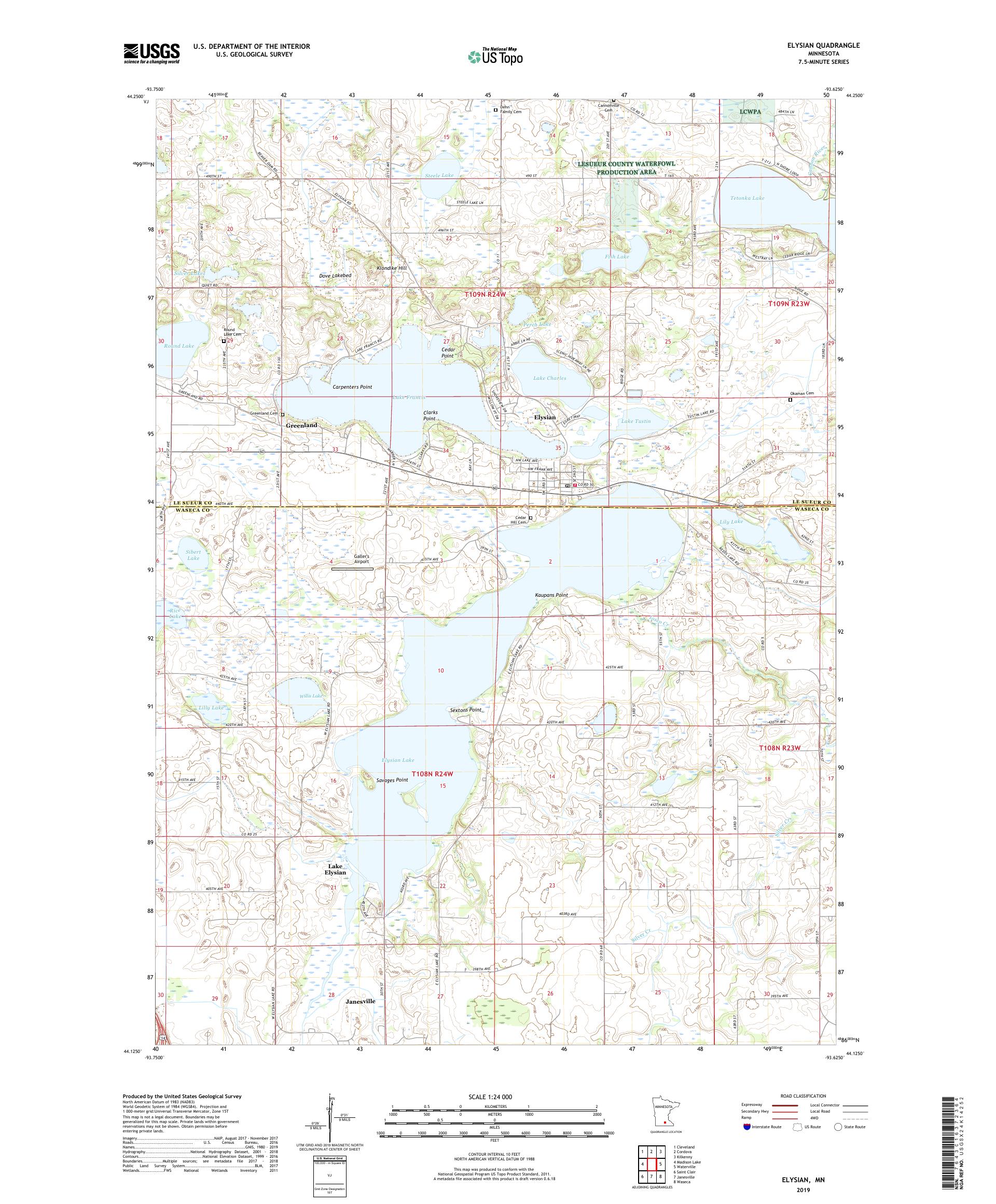 Elysian Minnesota US Topo Map – MyTopo Map Store