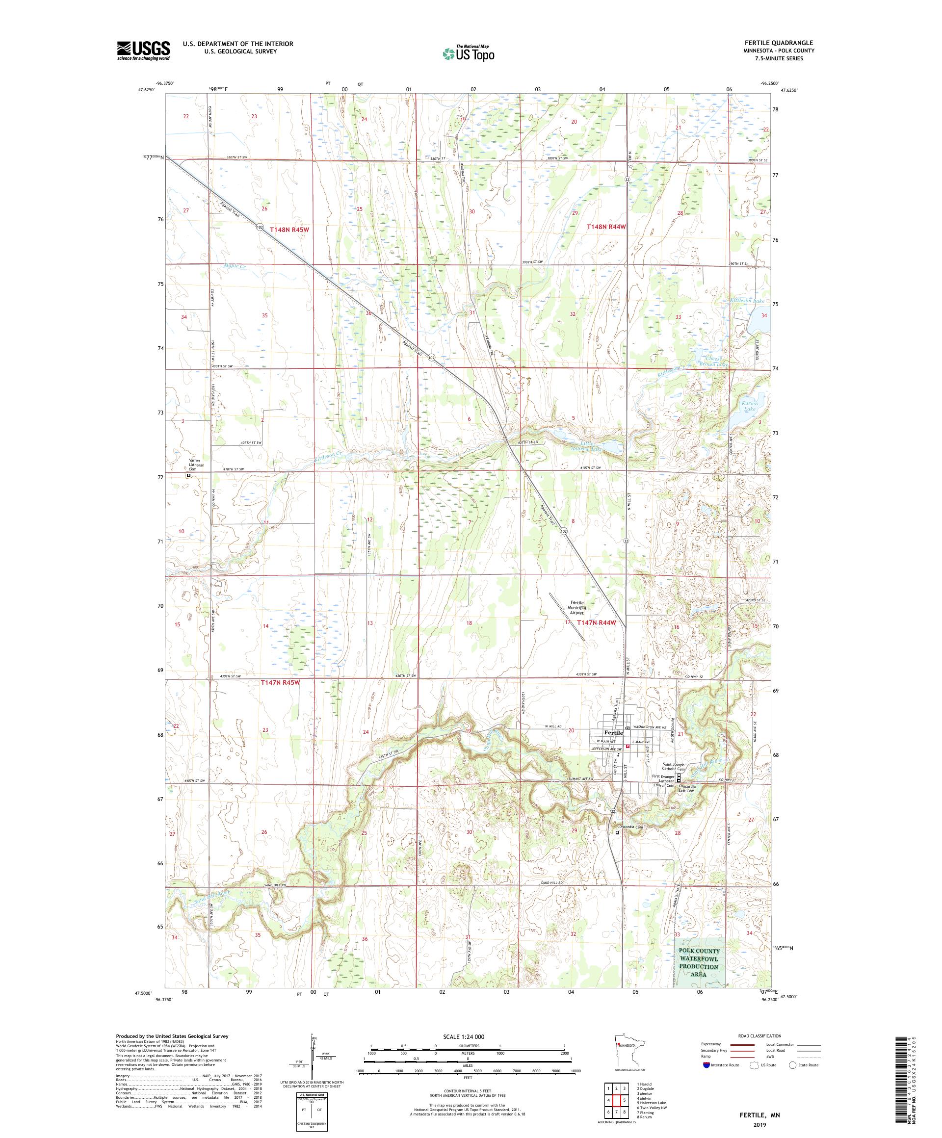Fertile Minnesota US Topo Map – MyTopo Map Store