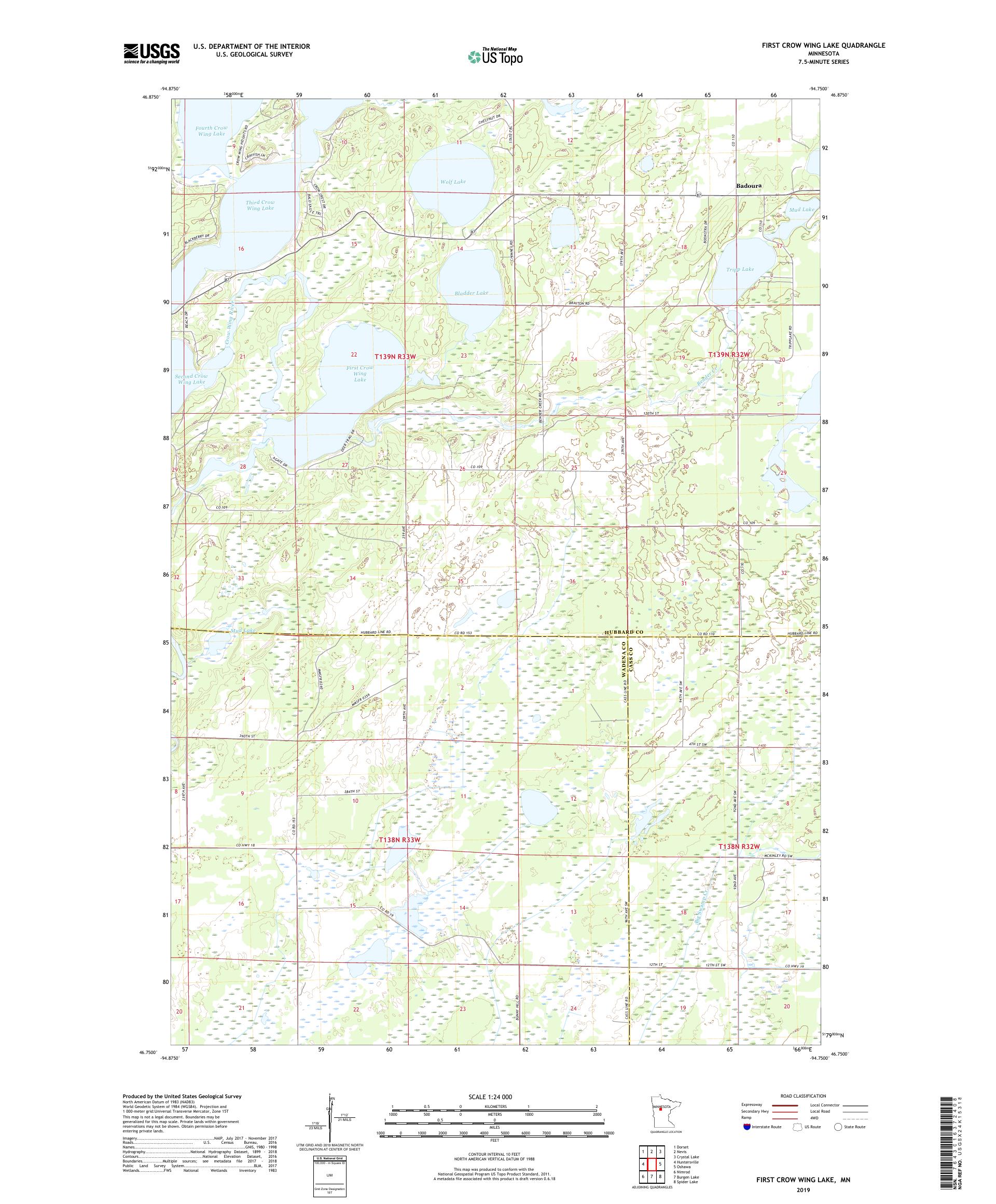 First Crow Wing Lake Minnesota US Topo Map – MyTopo Map Store