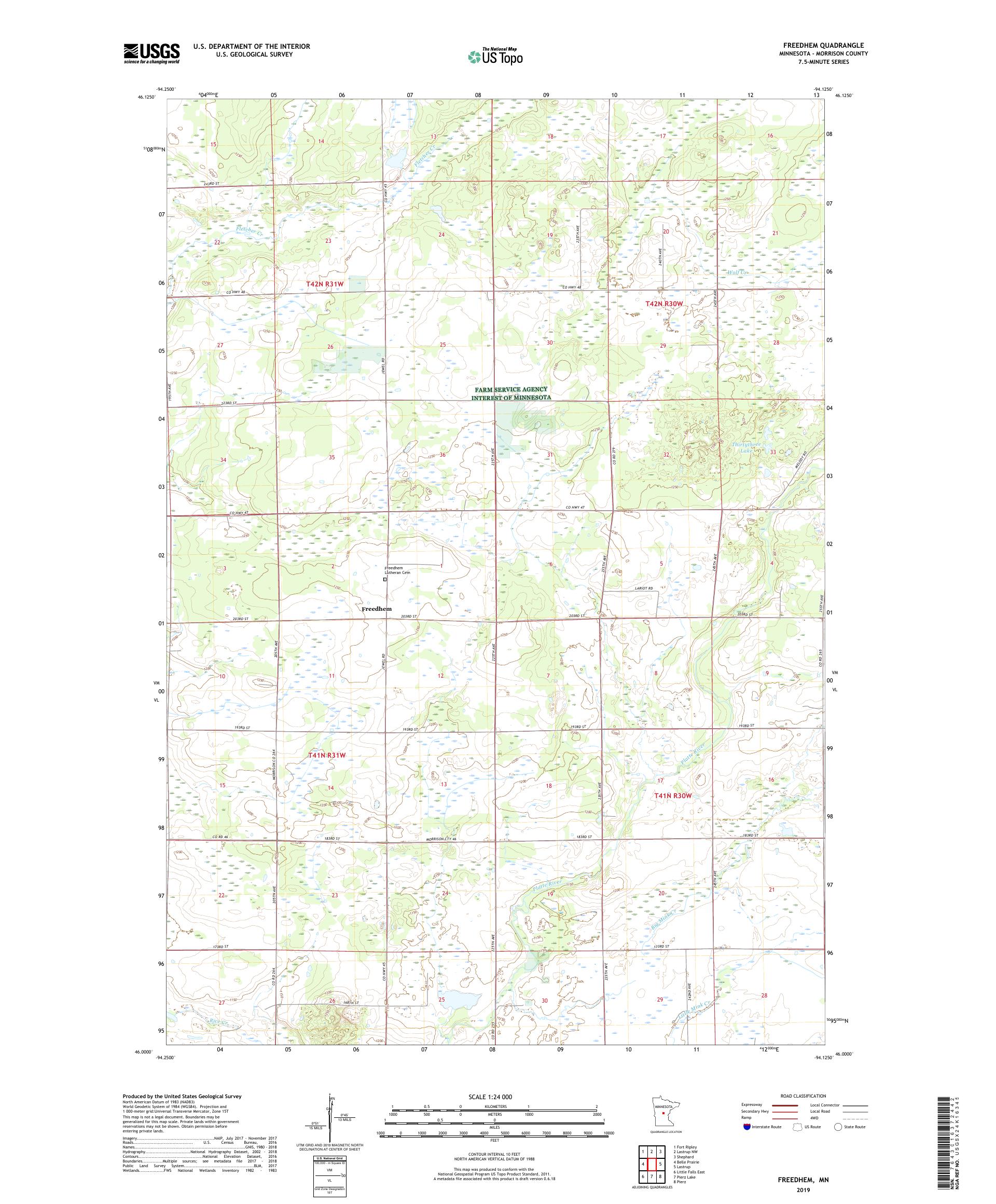 Freedhem Minnesota US Topo Map – MyTopo Map Store