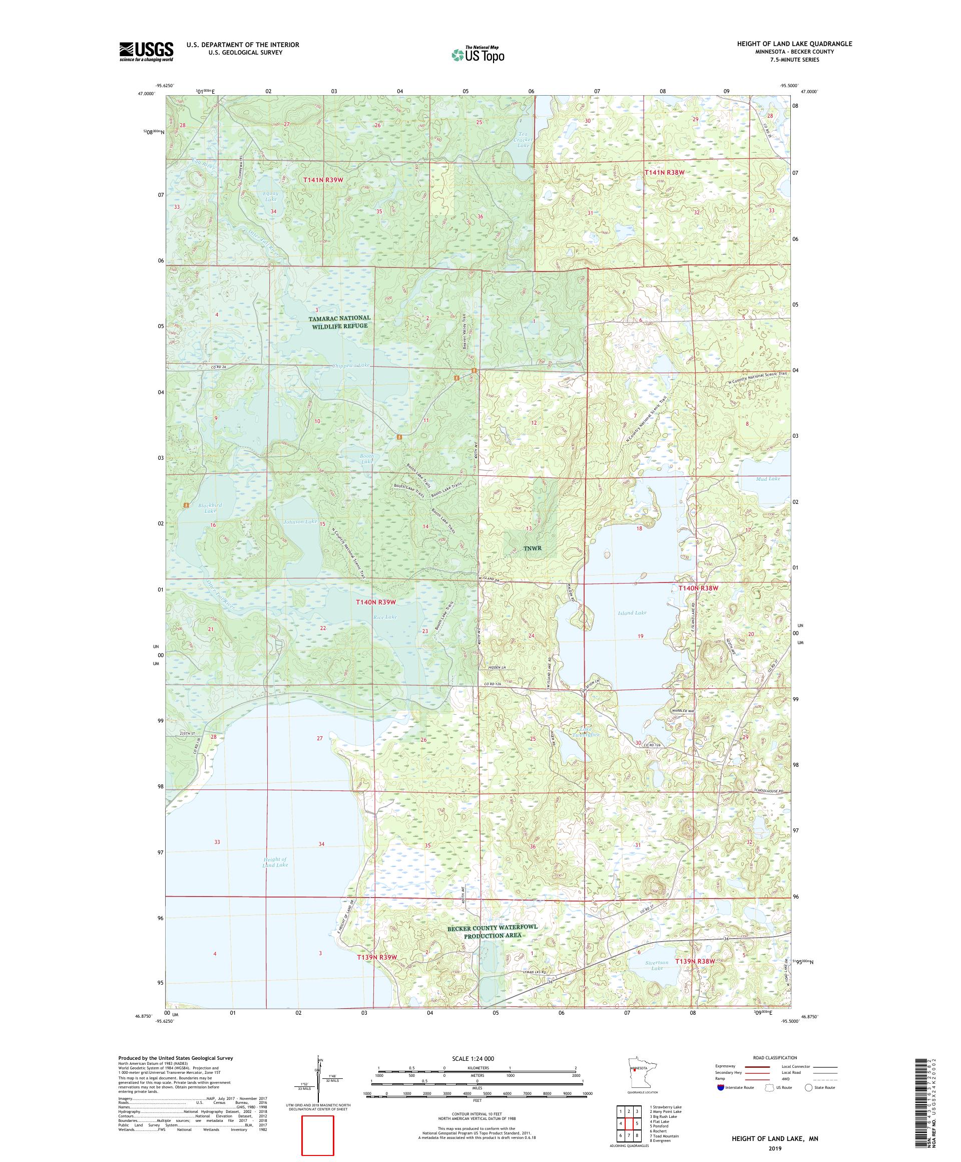 Height of Land Lake Minnesota US Topo Map – MyTopo Map Store