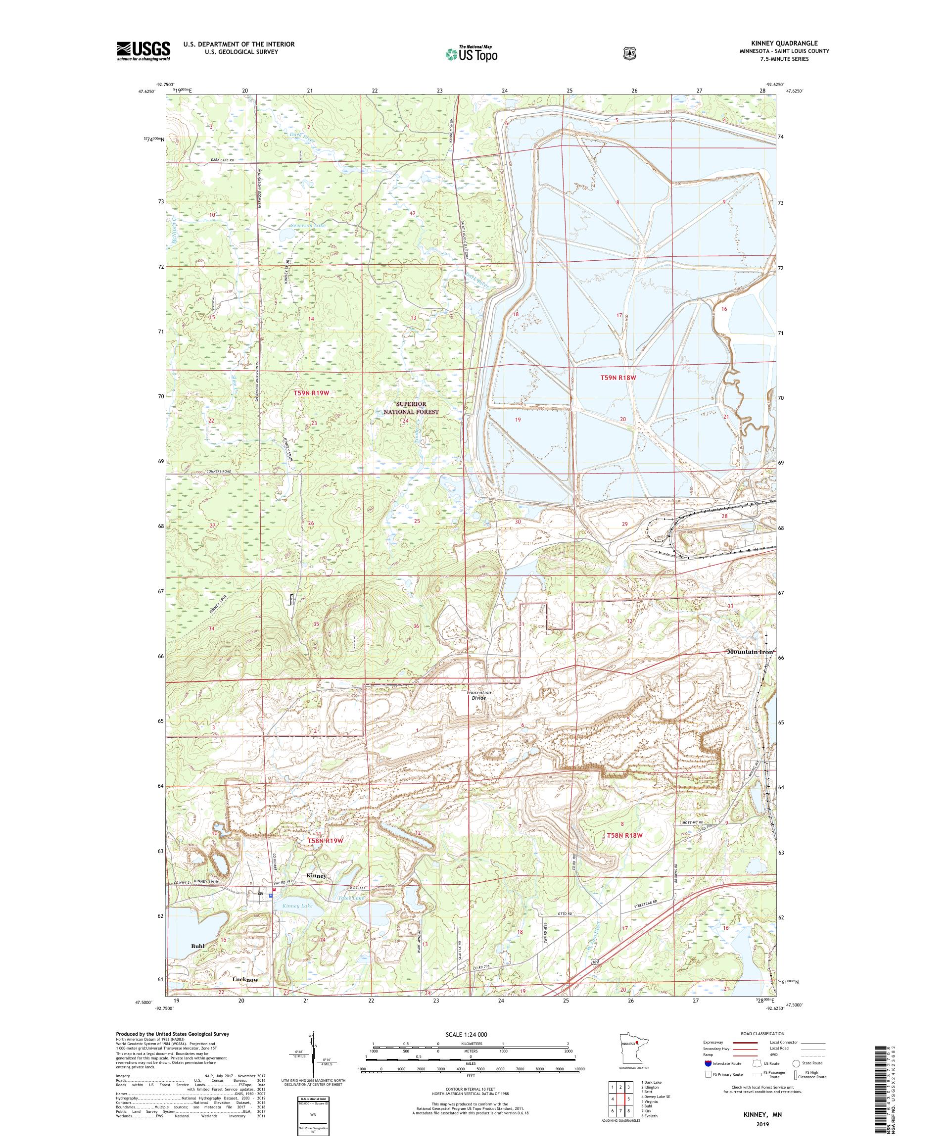 Kinney Minnesota US Topo Map – MyTopo Map Store