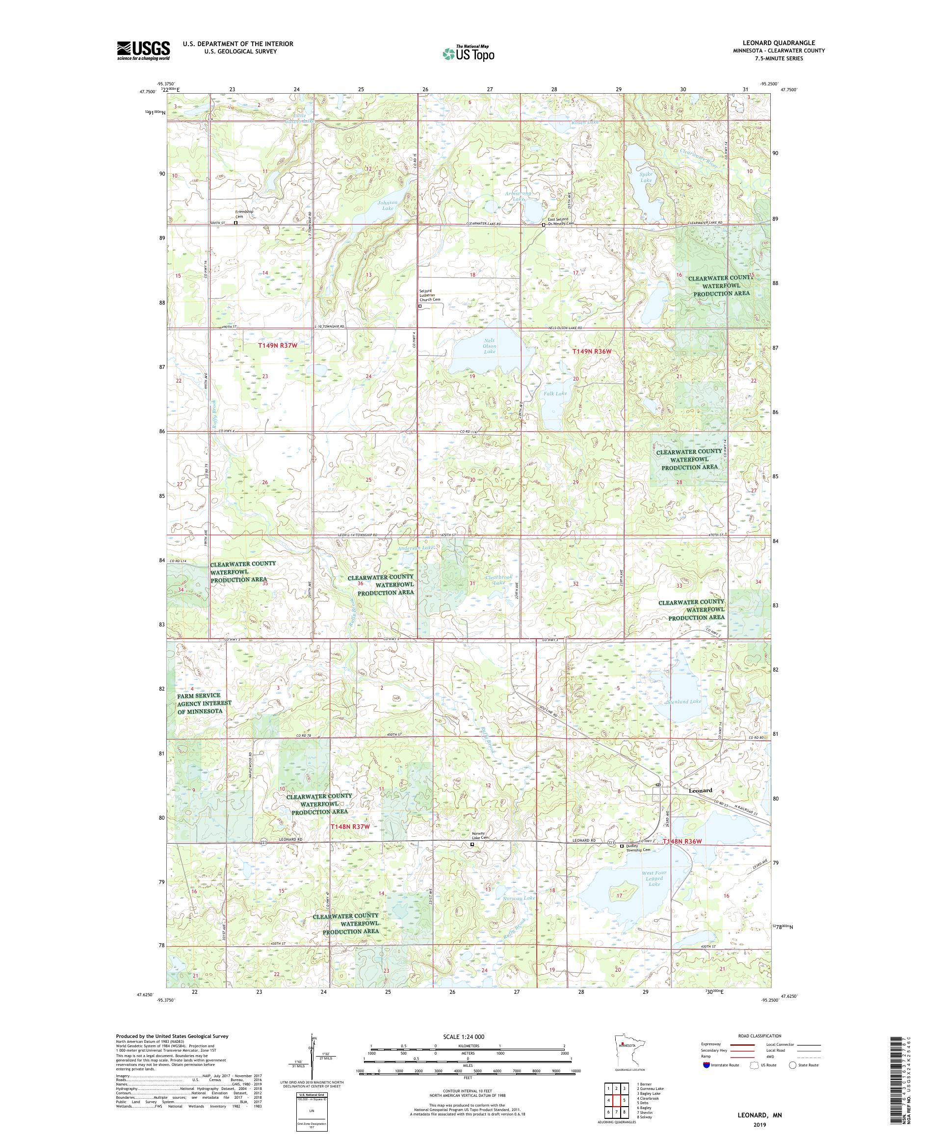 Leonard Minnesota US Topo Map – MyTopo Map Store