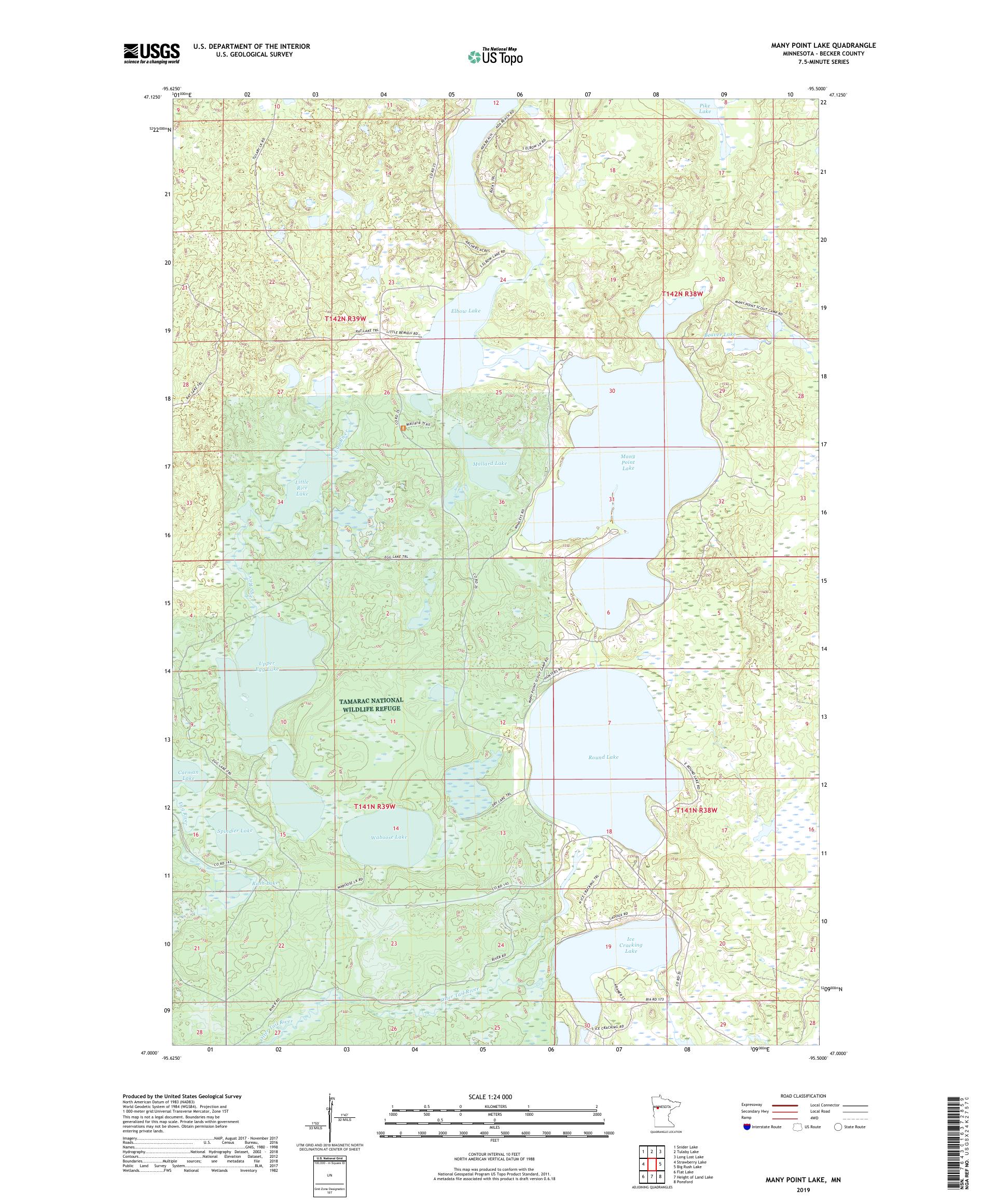 Many Point Lake Minnesota US Topo Map – MyTopo Map Store
