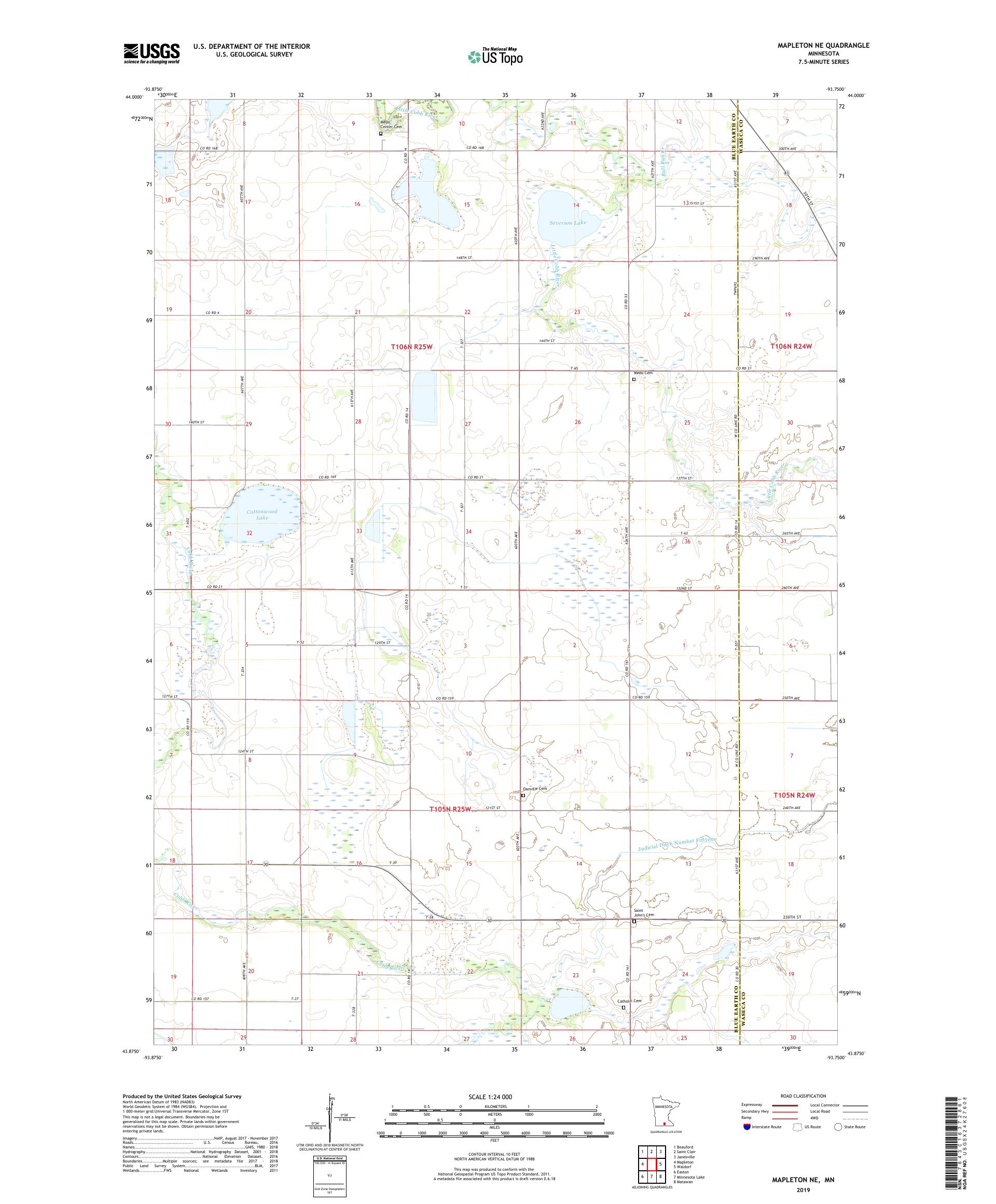Mapleton NE Minnesota US Topo Map – MyTopo Map Store