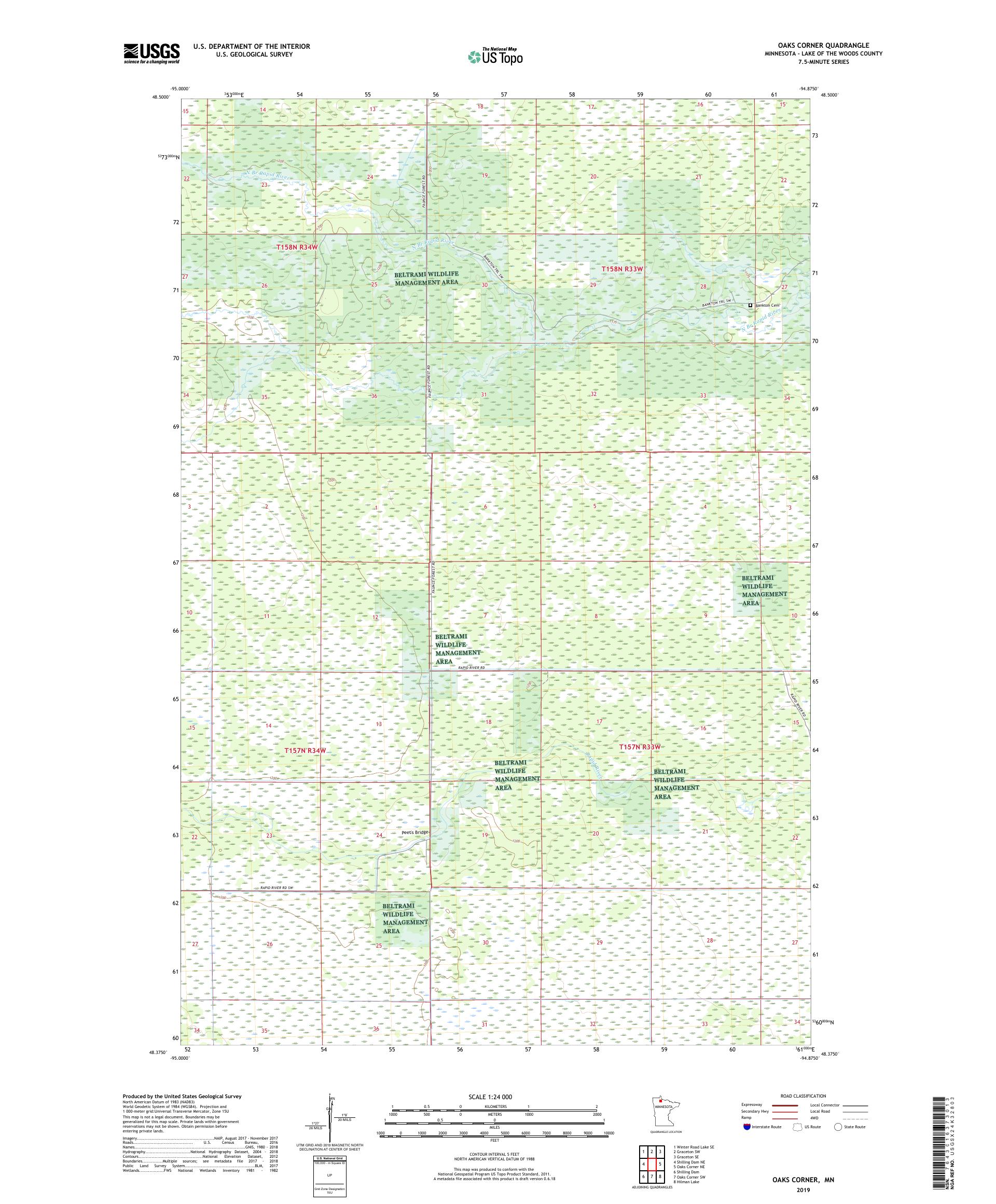 Oaks Corner Minnesota US Topo Map – MyTopo Map Store