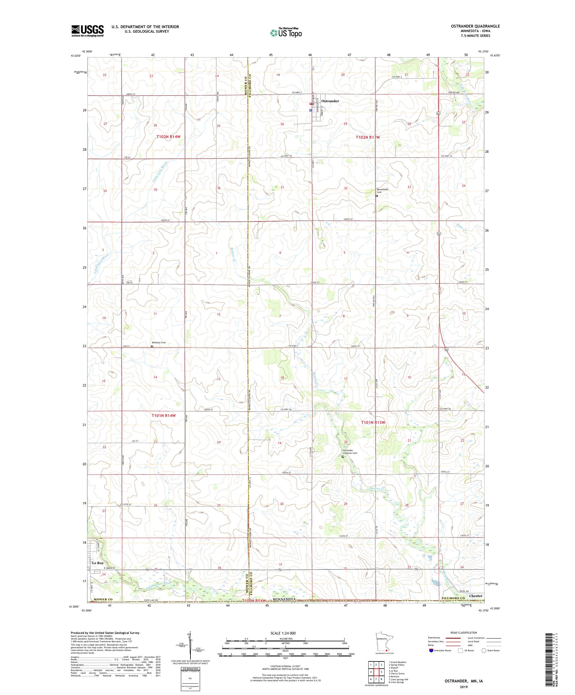 Ostrander Minnesota US Topo Map – MyTopo Map Store