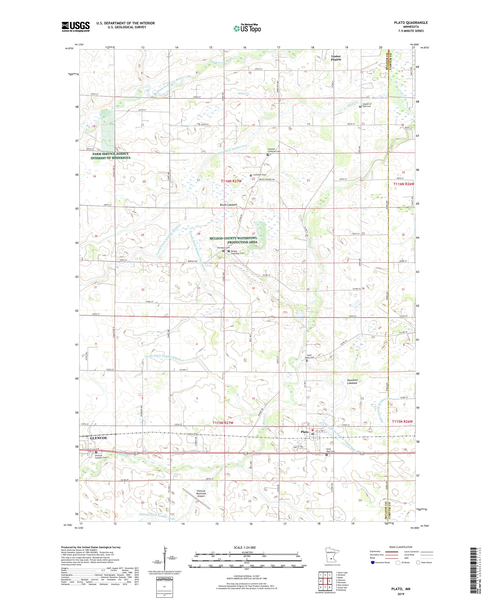 Plato Minnesota US Topo Map – MyTopo Map Store
