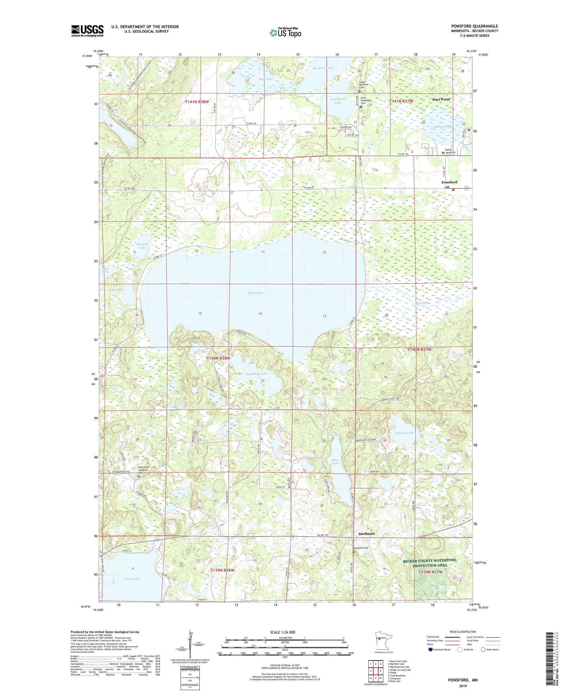 Ponsford Minnesota US Topo Map – MyTopo Map Store