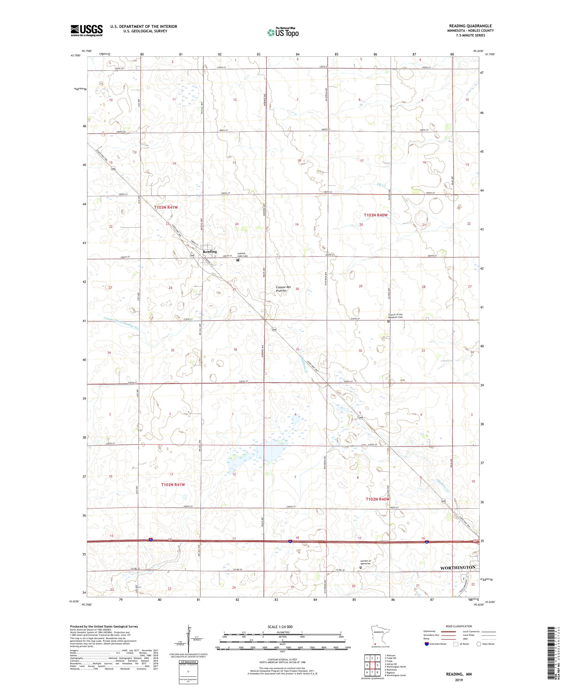 Reading Minnesota US Topo Map – MyTopo Map Store